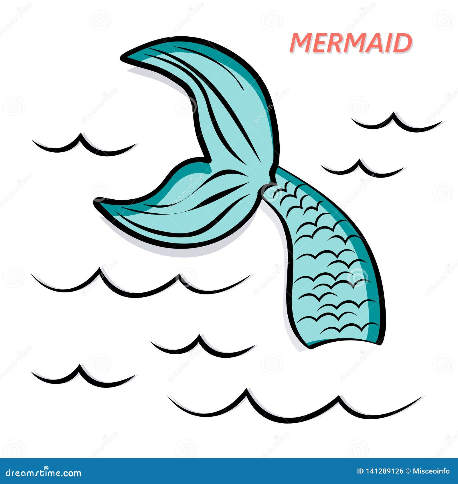 Mermaid`s Tail Hand Drawing Vector Illustration Stock Illustration ...