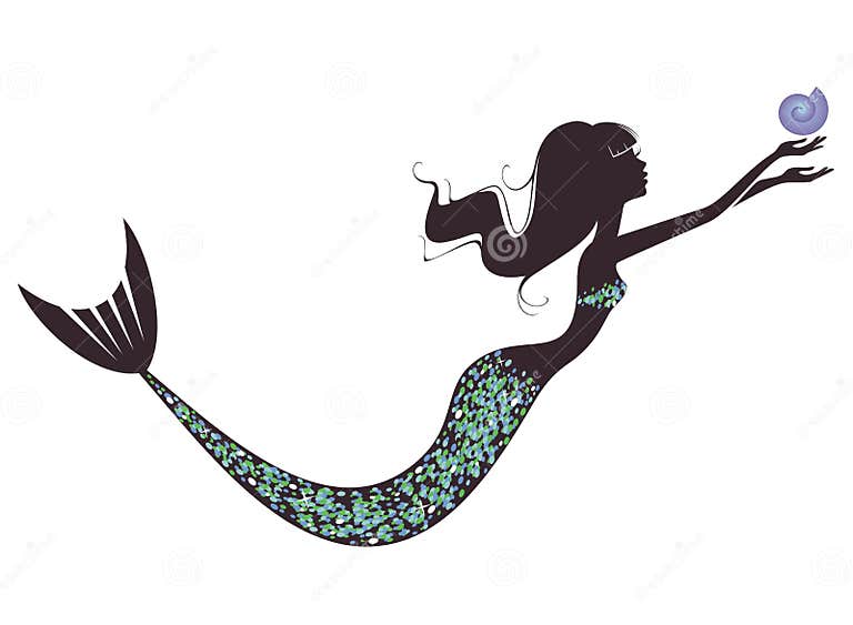 A mermaid silhouette stock vector. Illustration of isolated - 33854371