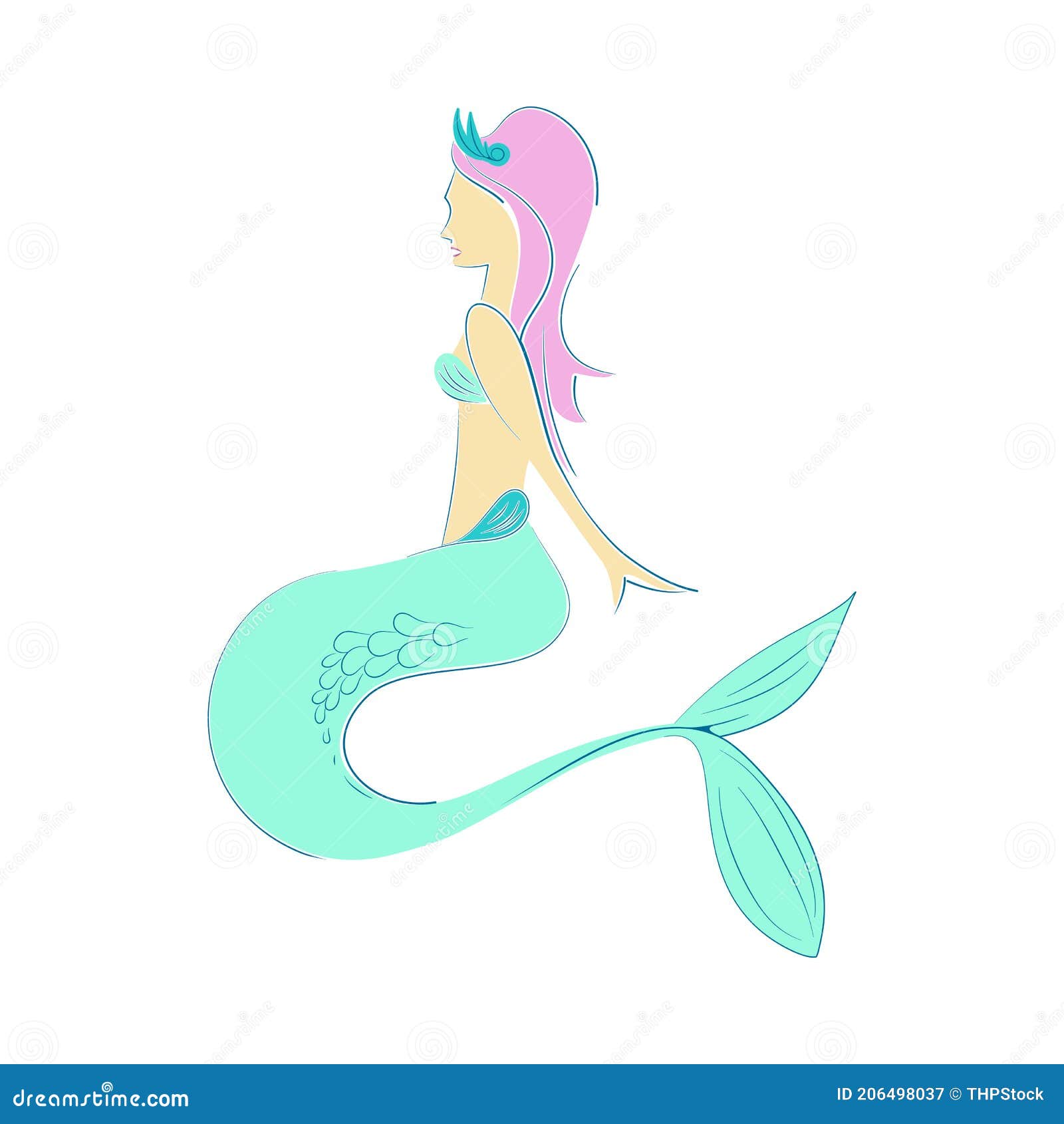 Mermaid Siren Vector stock vector. Illustration of creature - 206498037