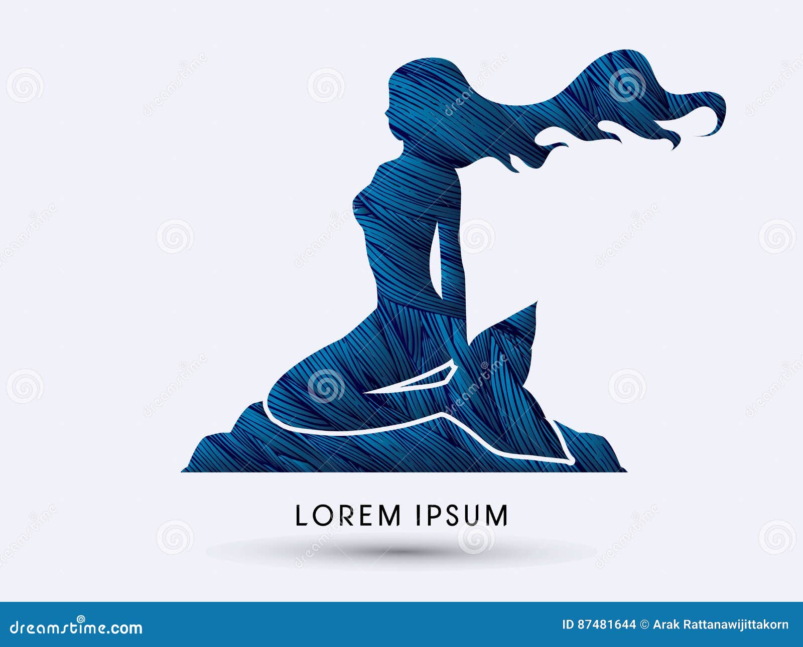 Mermaid Sitting On The Rock Stock Vector Illustration Of Blue Long