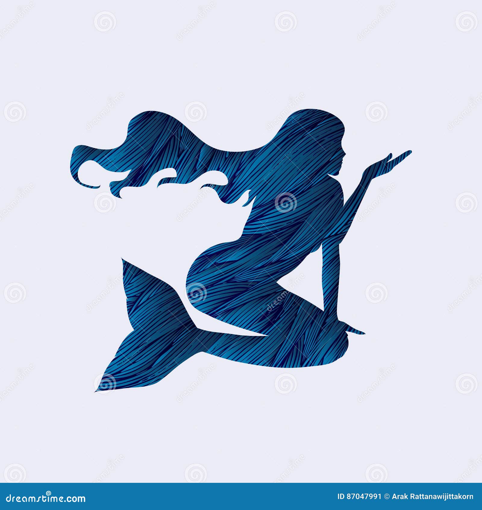 Mermaid sitting shape stock vector. Illustration of jumping - 87047991
