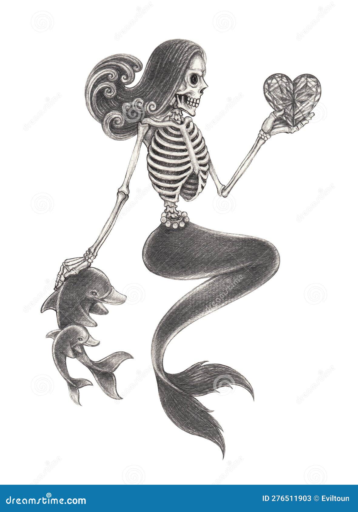 Mermaid skull. stock illustration. Illustration of insect - 276511903
