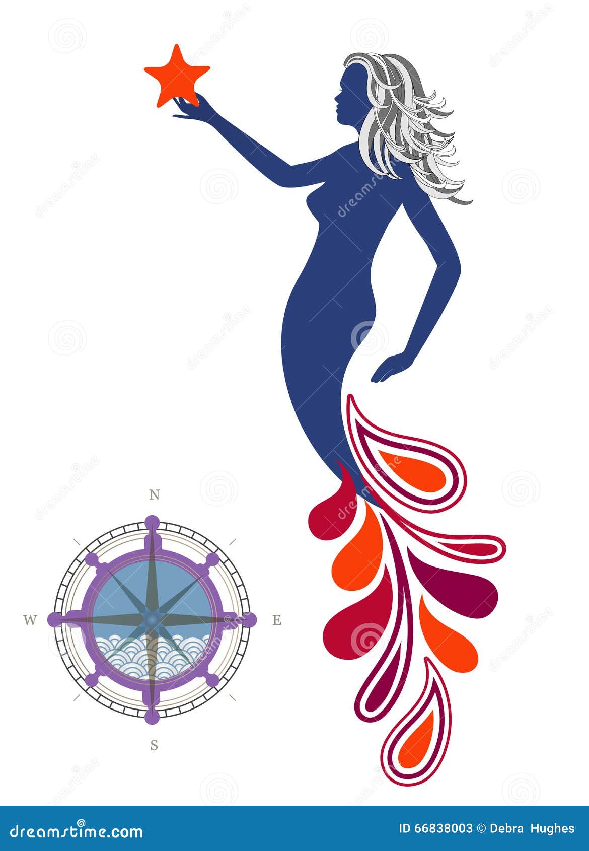 Mermaid with Splash Tail Holding Star Stock Vector - Illustration of ...