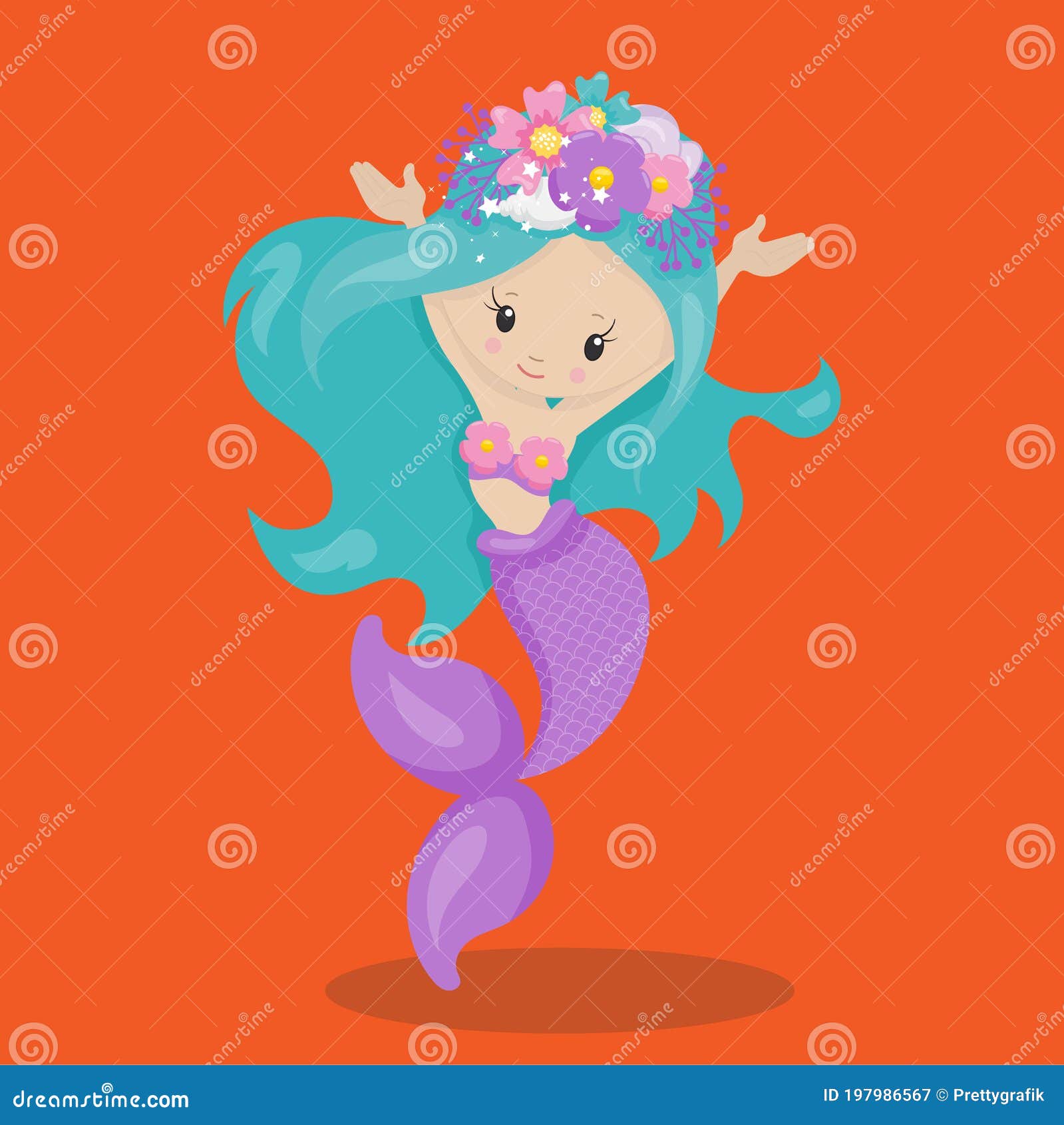 Mermaid standing 05 stock vector. Illustration of cartoon - 197986567