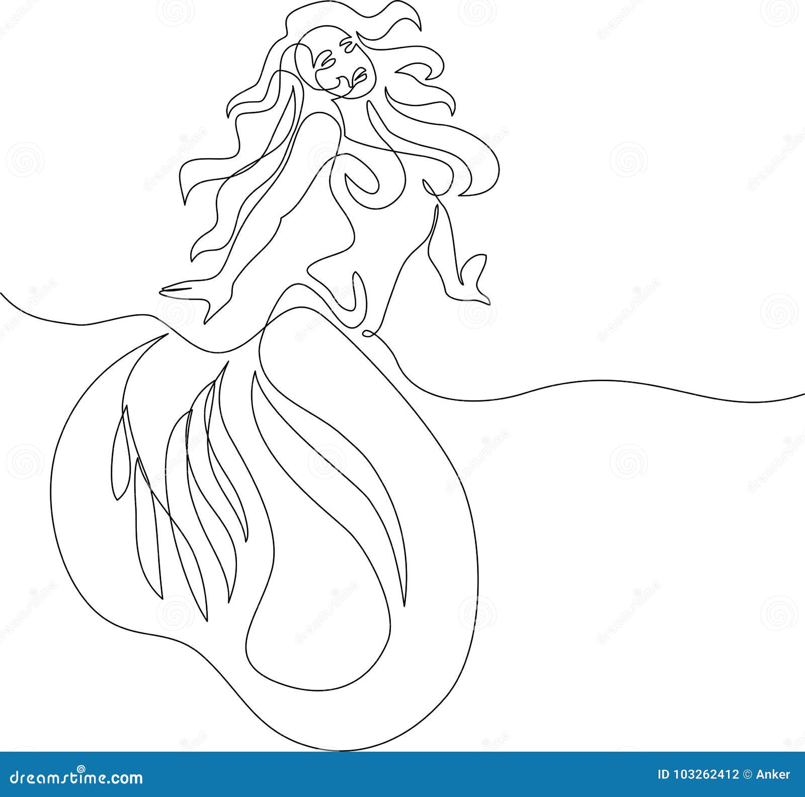 Mermaid swim in the se stock vector. Illustration of beautiful - 103262412