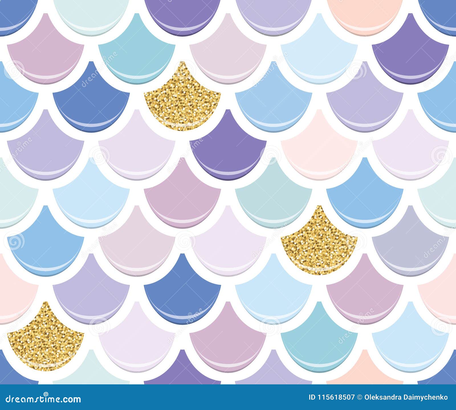 Mermaid Tail Seamless Pattern with Gold Glitter Elements. Colorful Fish ... Mermaid Tail Seamless Pattern with Gold Glitter Elements. Colorful Fish ...