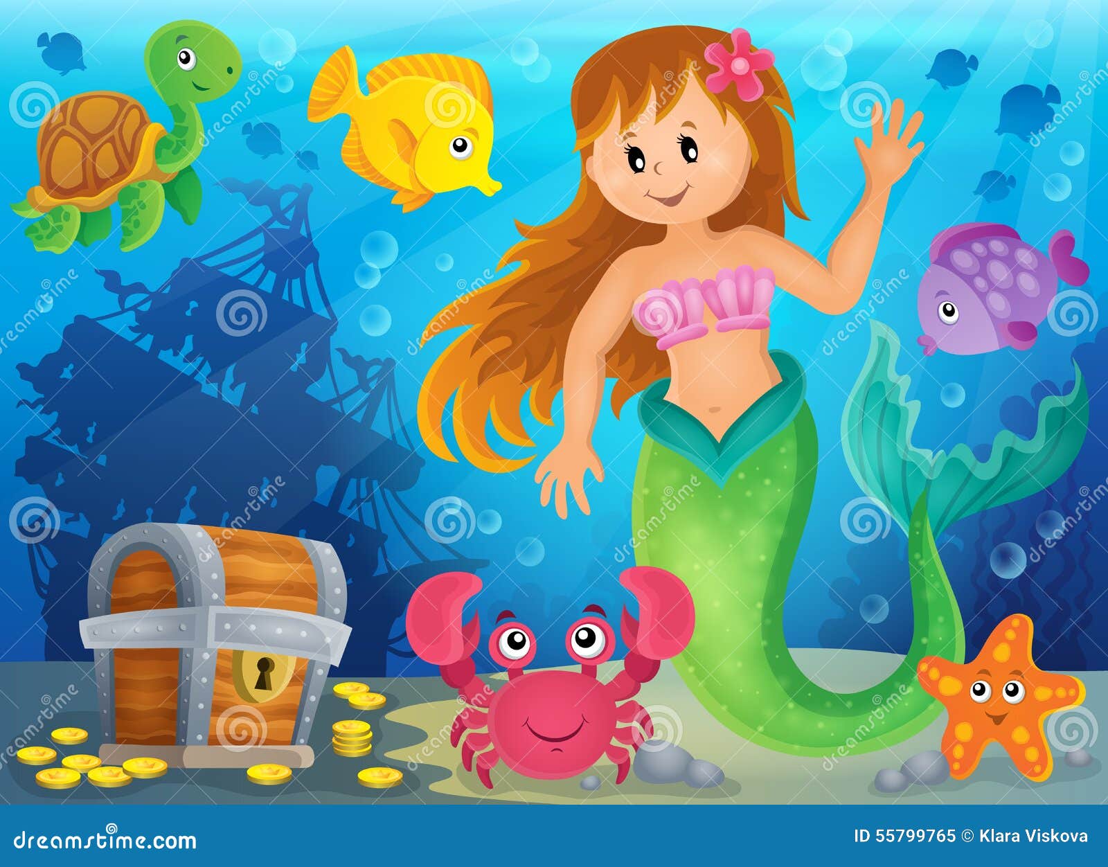 Mermaid Theme Candyland Cake With Glitter Tails, Shells And Sea ...