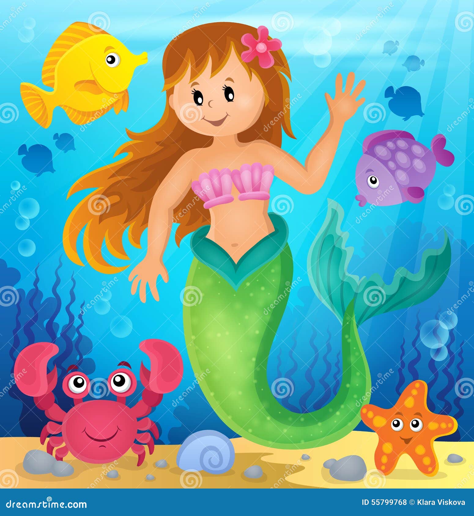 Mermaid Theme Candyland Cake With Glitter Tails, Shells And Sea ...