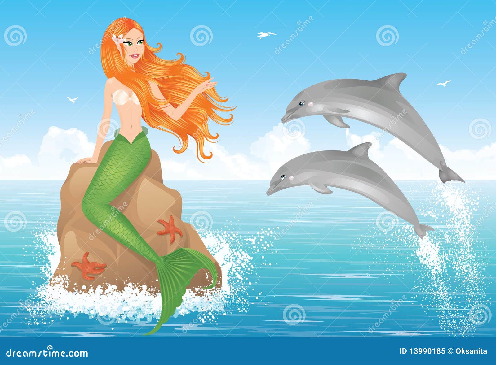 Jumping Mermaid Out Of Water Vector | CartoonDealer.com #44636149