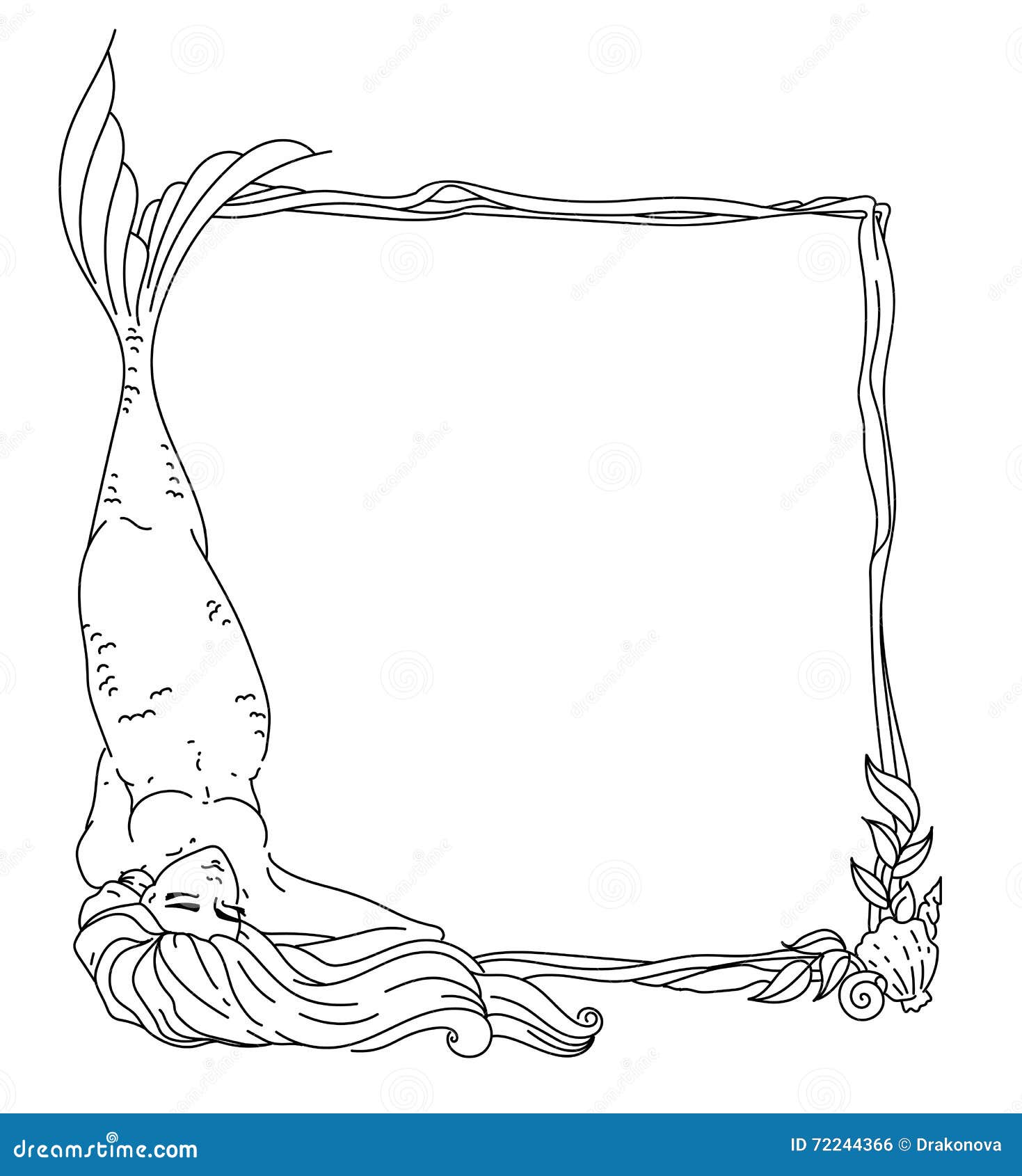 Mermaid vector frame stock vector. Illustration of decorative - 72244366