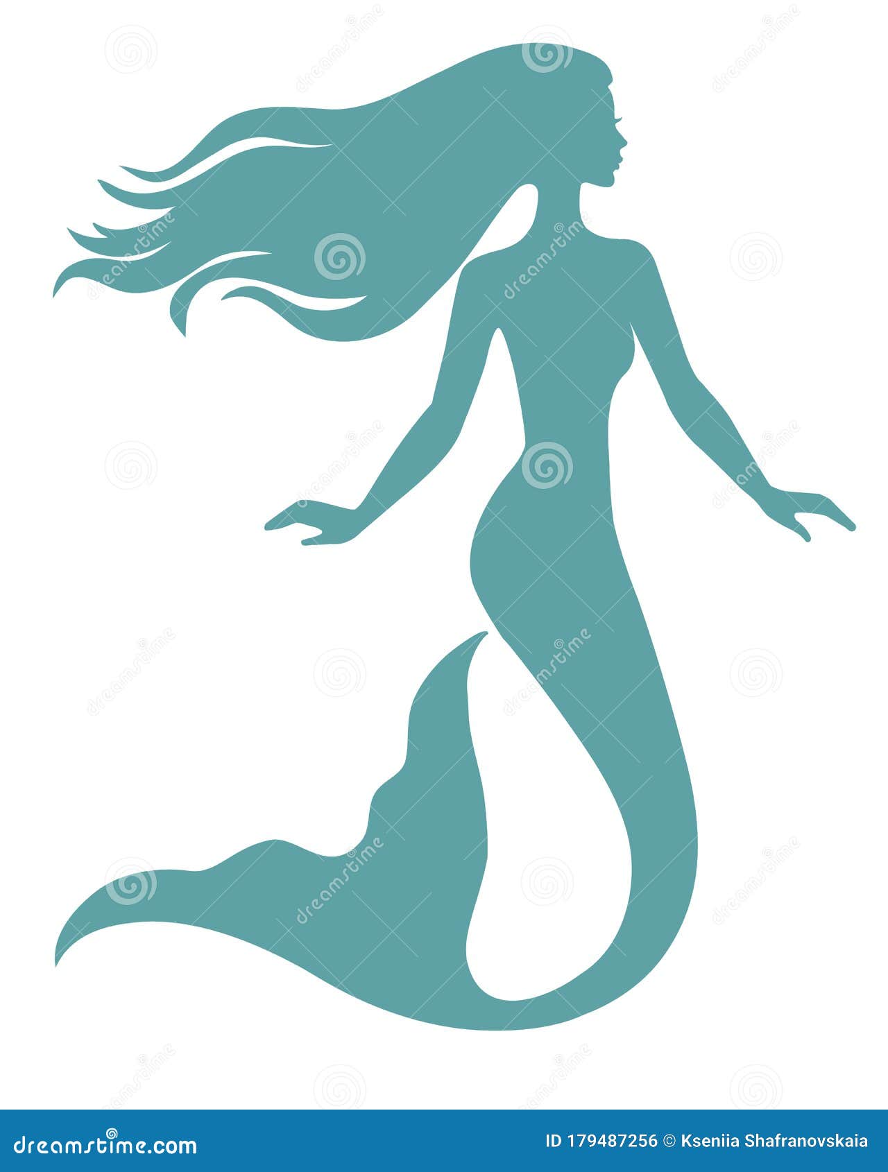 Mermaid, Vector Silhouette Illustration Stock Vector - Illustration of ...