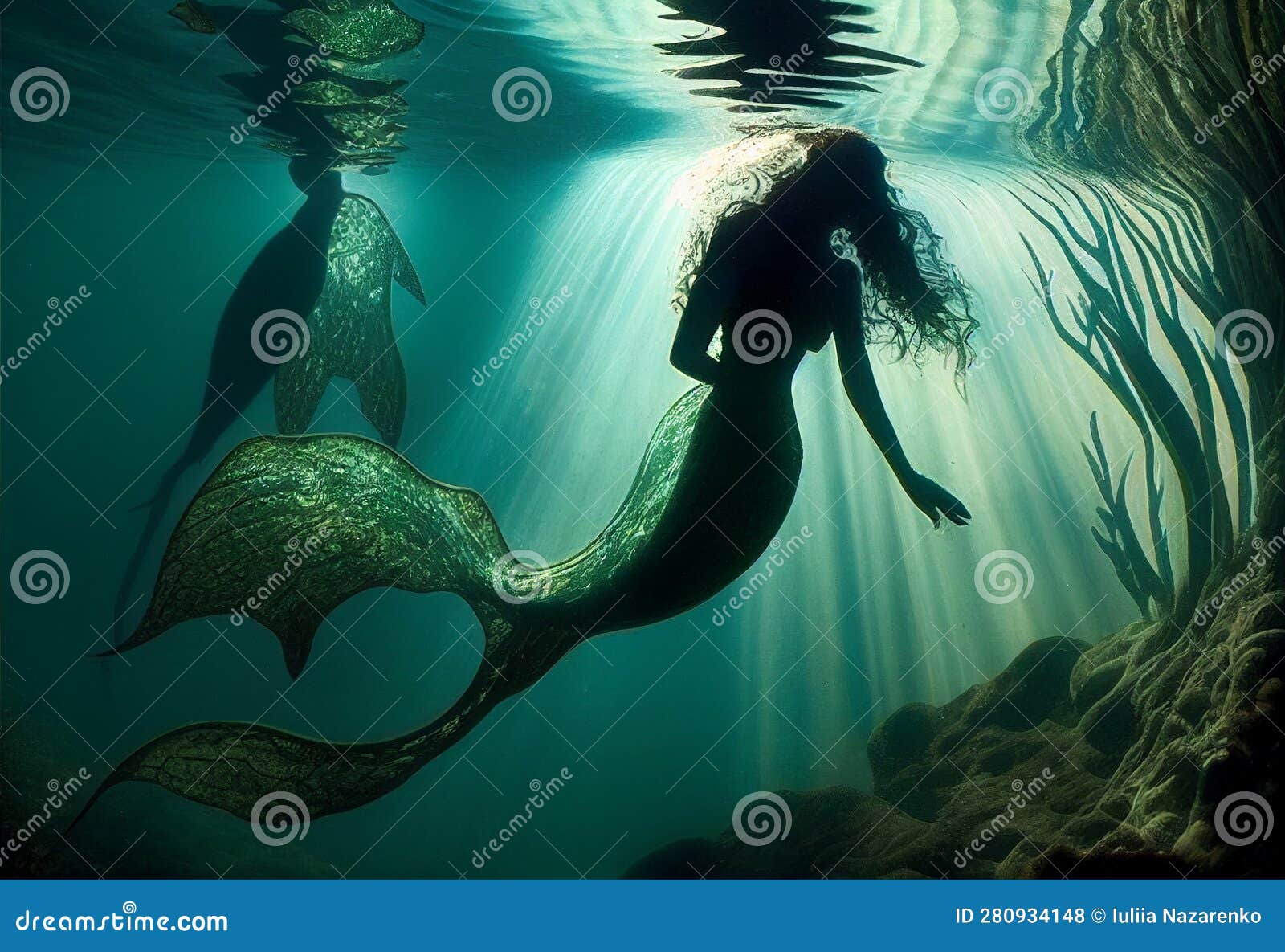 Mermaid in the Water. AI Generated Stock Illustration - Illustration of ...