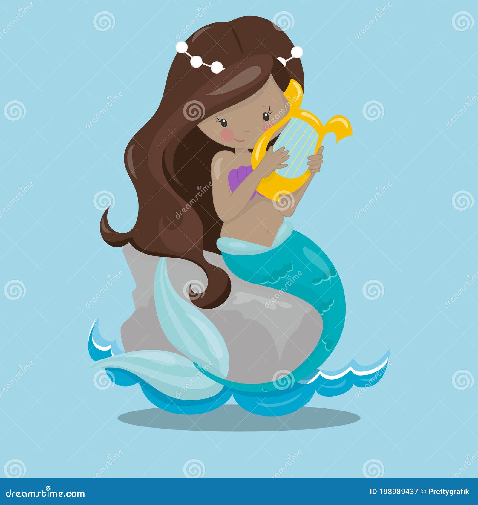 Mermaids brown 05 stock vector. Illustration of vector - 198989437
