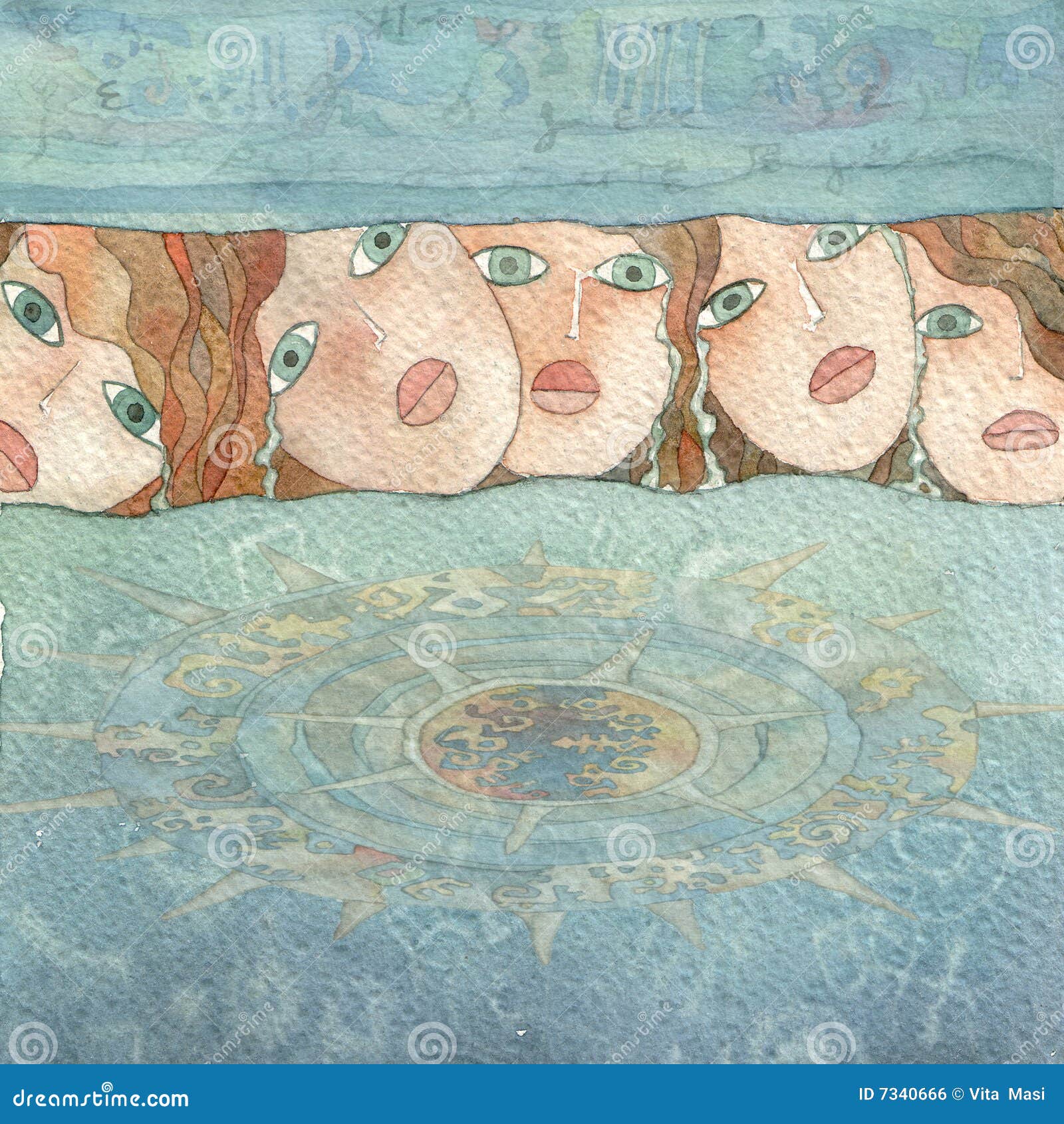 Mermaids crying stock illustration. Illustration of drop - 7340666