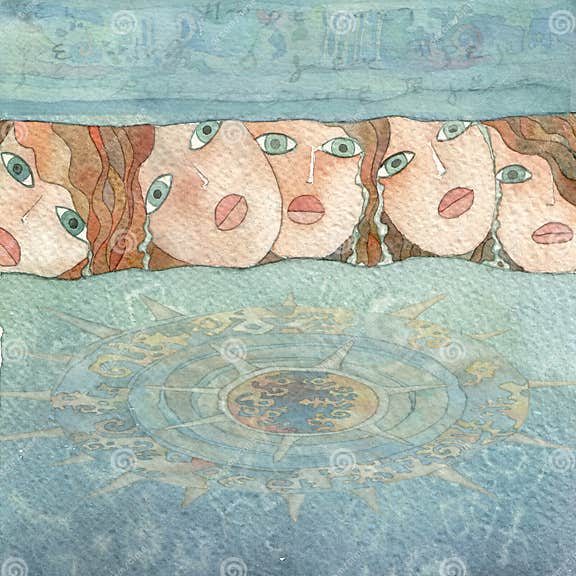 Mermaids crying stock illustration. Illustration of drop - 7340666