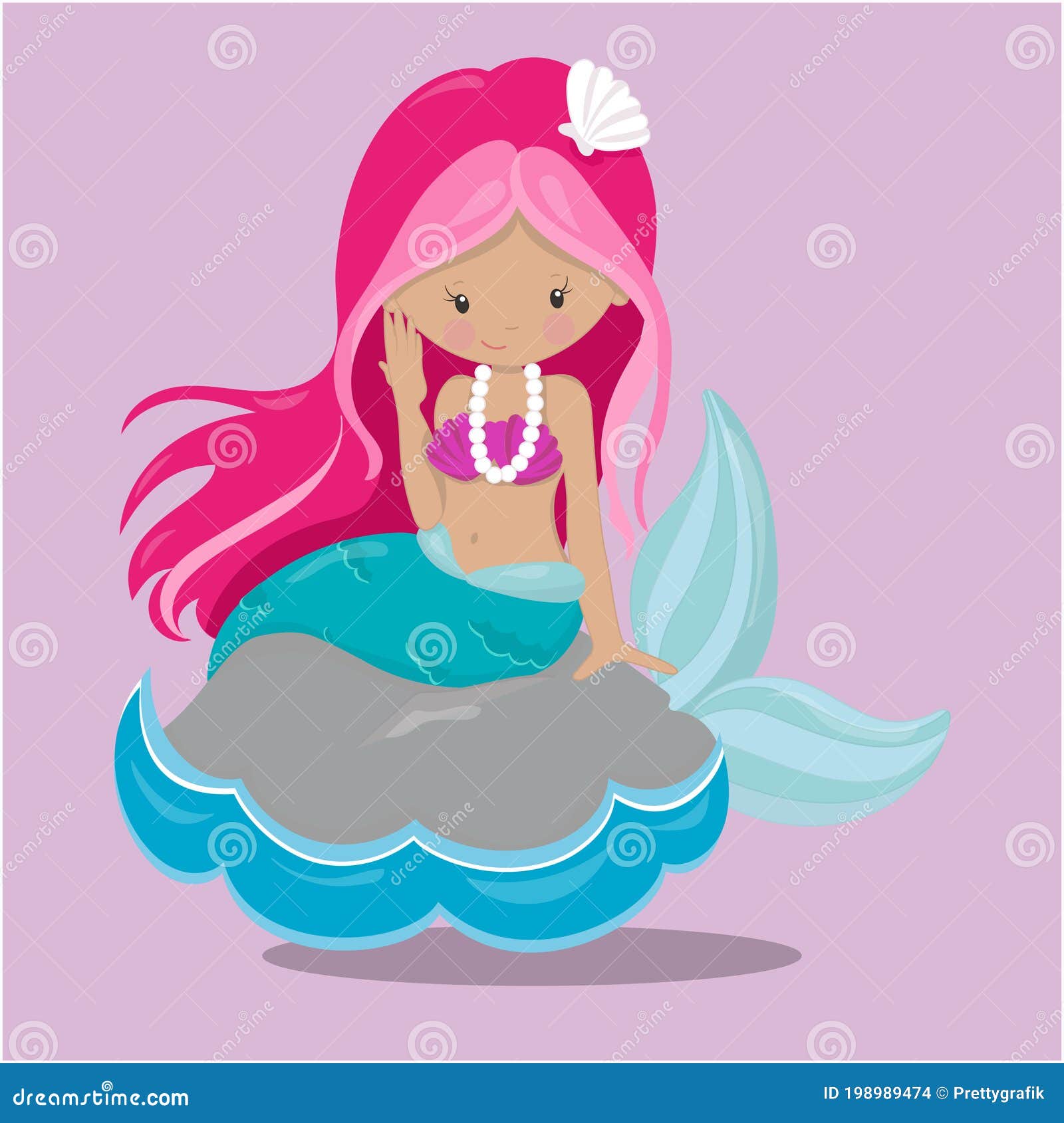 Mermaids Pink Mermaid 05 Cartoon Vector | CartoonDealer.com #198989485
