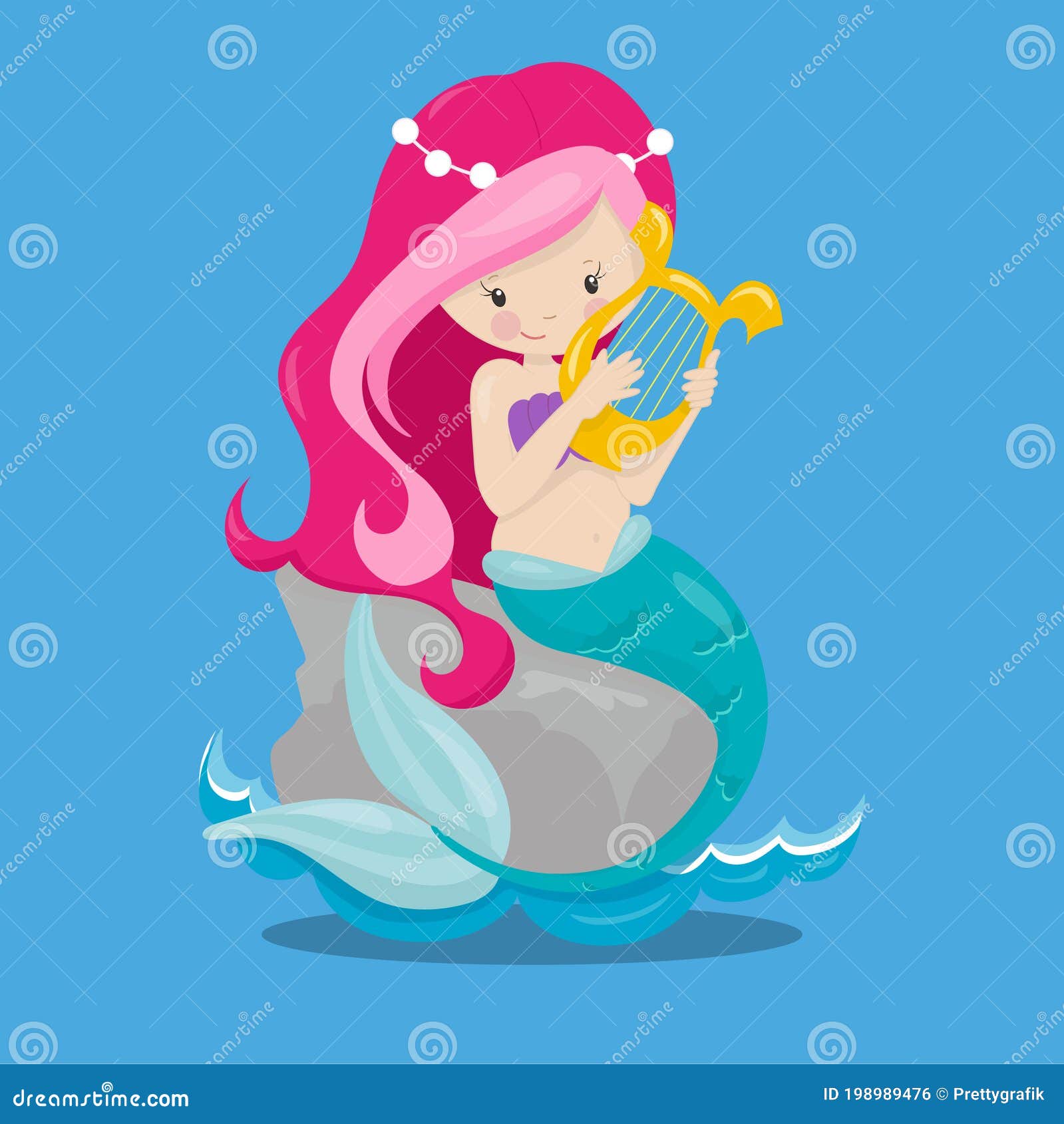 Mermaids pink 18 stock vector. Illustration of cartoon - 198989476