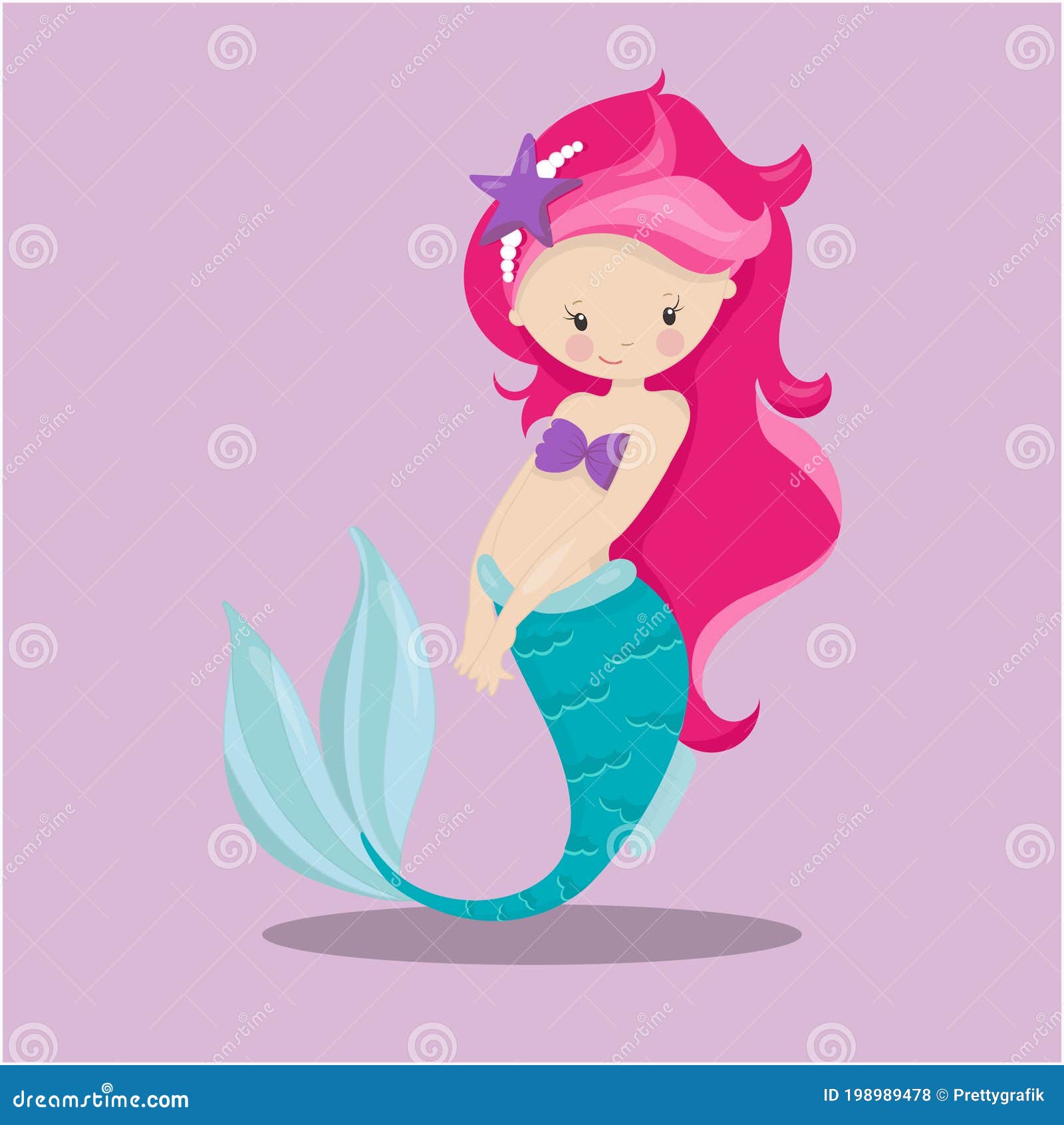 Mermaids Pink Mermaid 05 Cartoon Vector | CartoonDealer.com #198989485