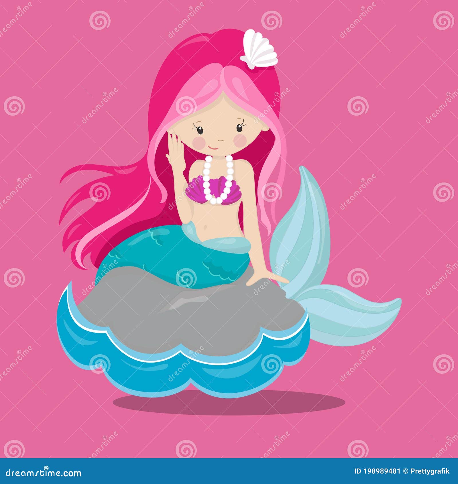 Mermaids Pink Mermaid 05 Cartoon Vector | CartoonDealer.com #198989485