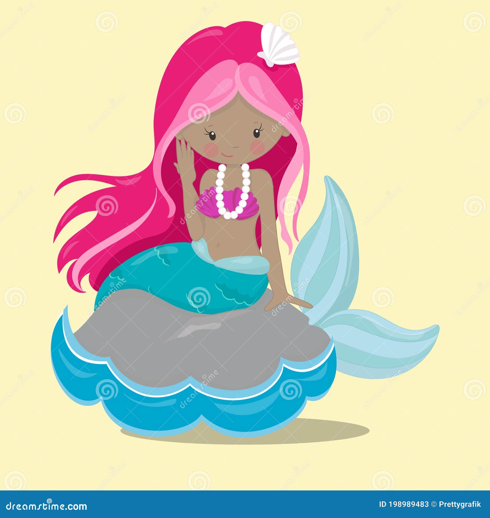 Mermaids Pink Mermaid 05 Cartoon Vector | CartoonDealer.com #198989485