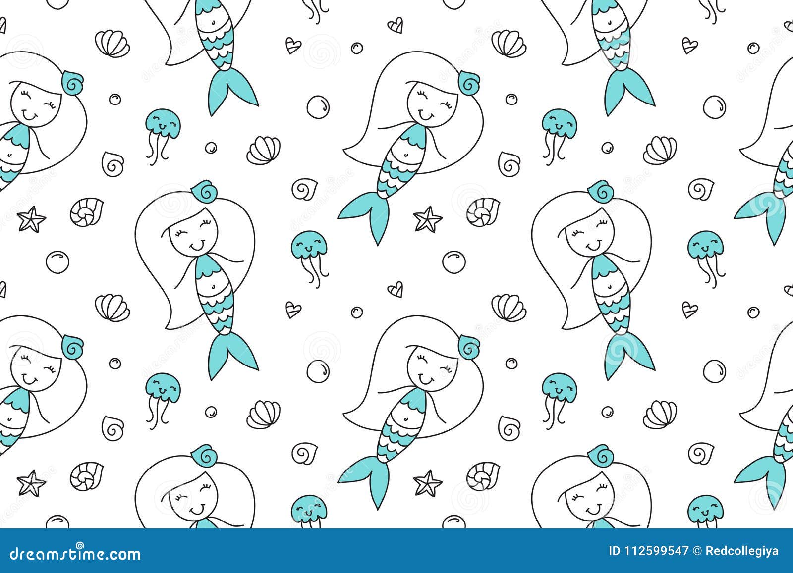 Mermaids seamless pattern stock vector. Illustration of cover - 112599547