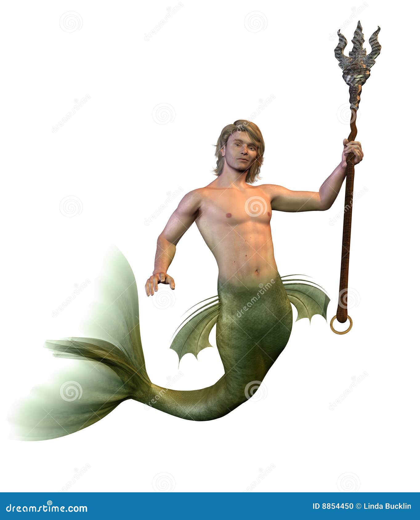 Merman mit Dreizack stock abbildung. Illustration von nixe - 8854450