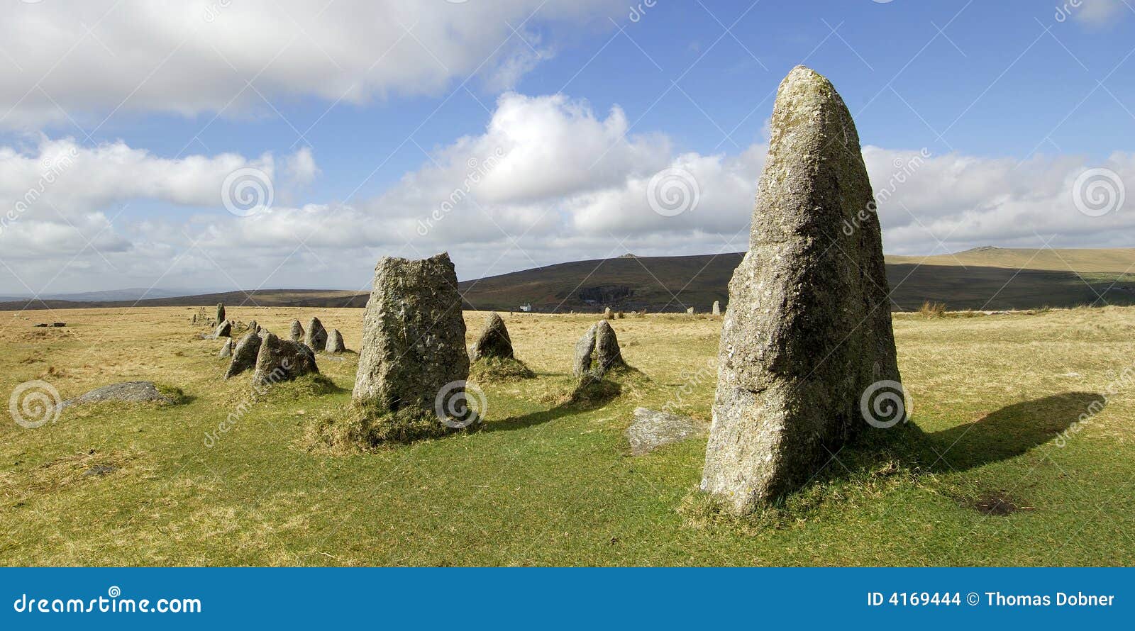 Merrivale Stone Row on Dartmoor Stock Photo - Image of landscape, line ...