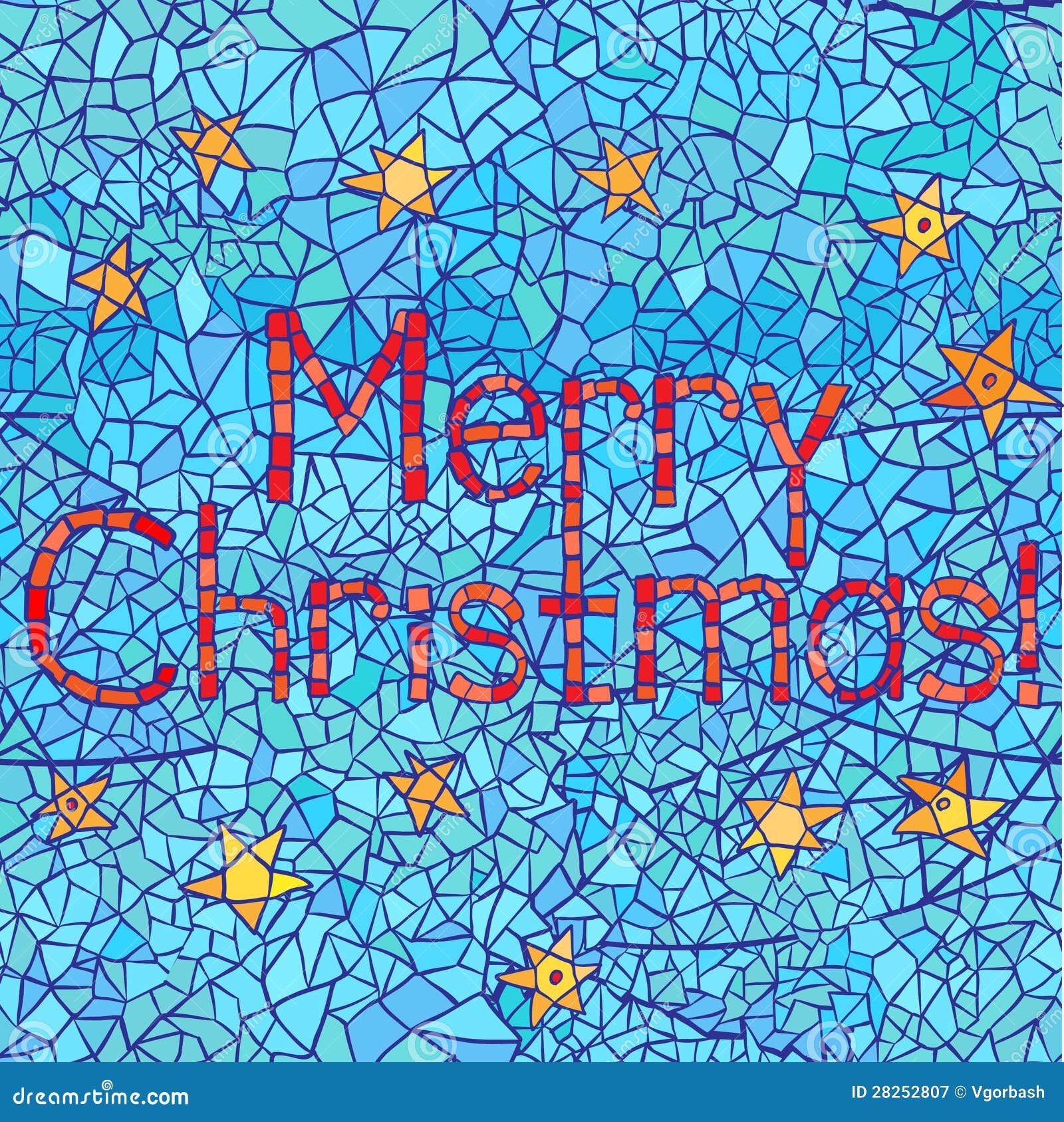 Merry Christmas: Abstract Mosaic Greeting Card Design with Text Stock ...