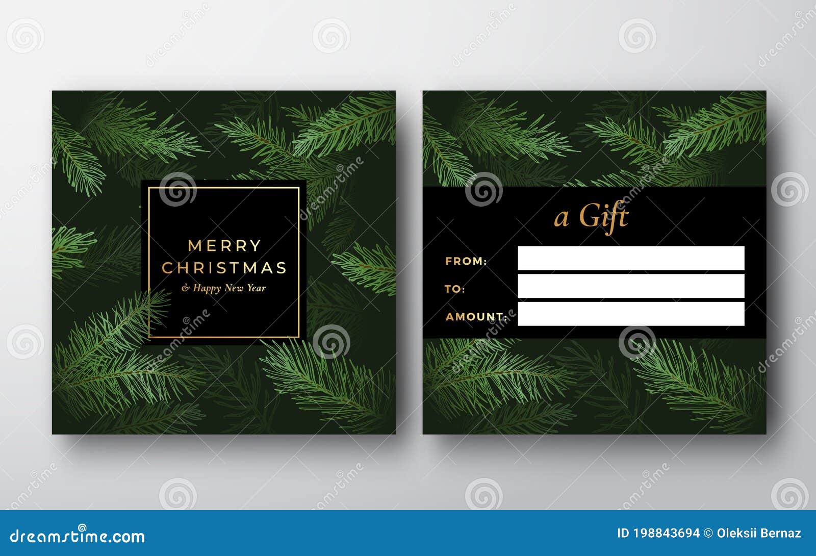 Merry Christmas Abstract Vector Greeting Gift Card Background. Back and ...