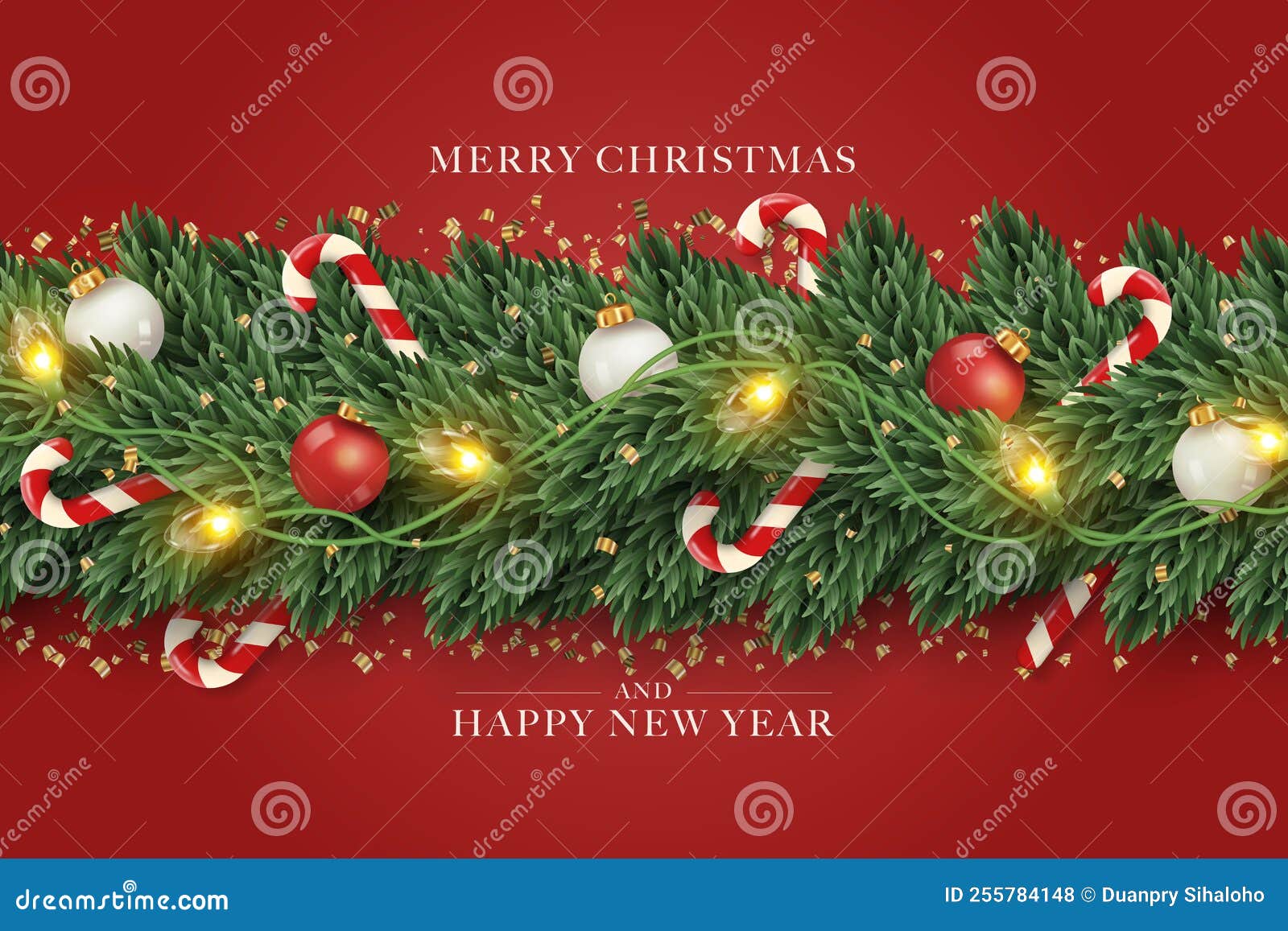 Merry Christmas Background with, Christmas Tree Branches. Vector ...