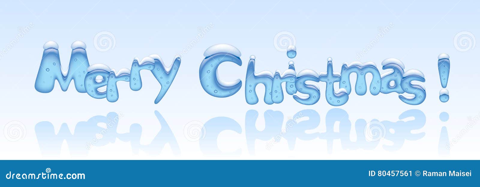 Merry Christmas Banner with Ice Letters Stock Vector - Illustration of ...