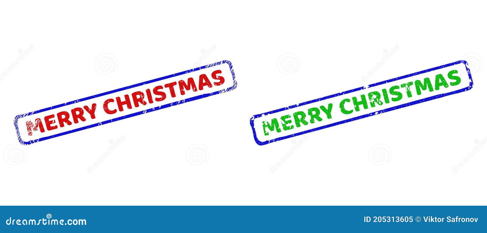 MERRY CHRISTMAS Bicolor Rough Rectangular Stamp Seals with Unclean Textures Stock Illustration ...