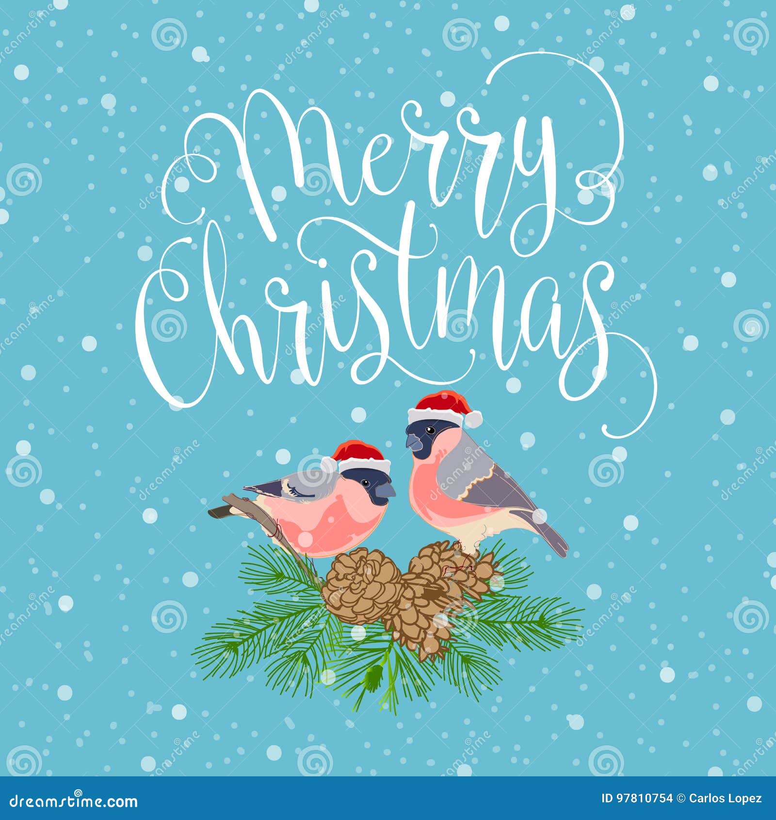 Merry christmas with bird stock vector. Illustration of design - 97810754