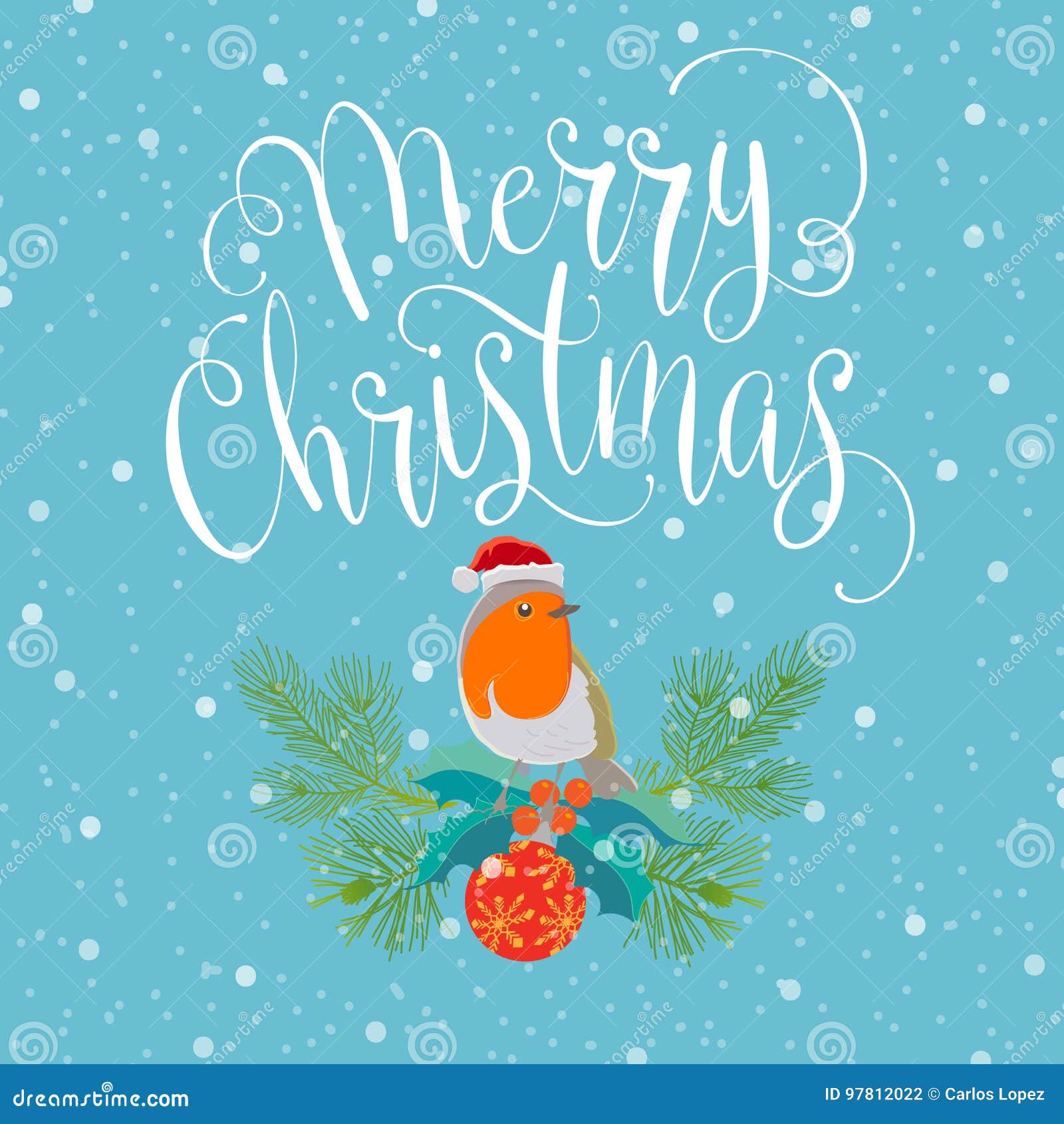 Merry christmas with bird stock vector. Illustration of festive - 97812022