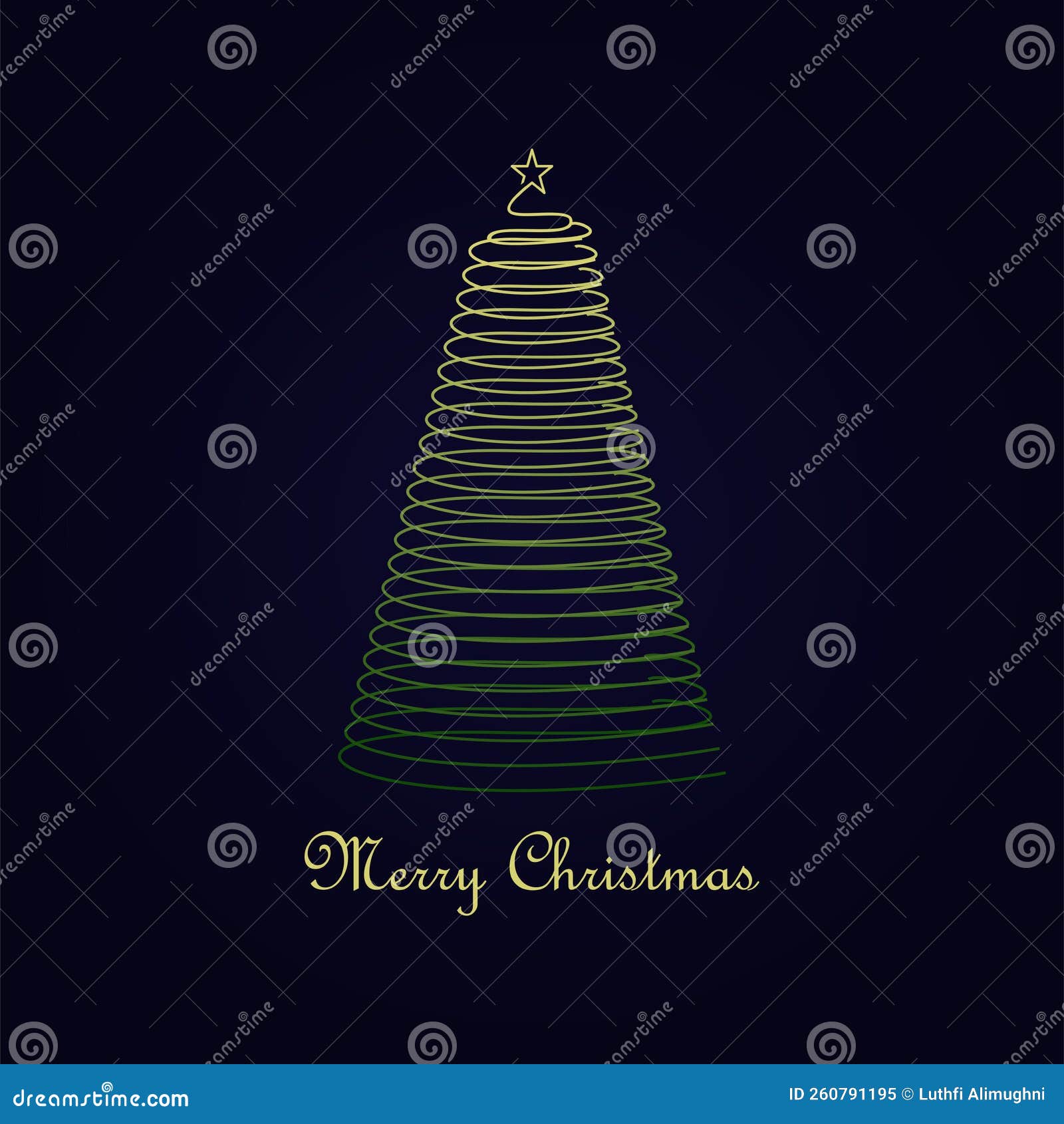 Merry Christmas on Blue Background with Abstract Christmas Tree Stock ...
