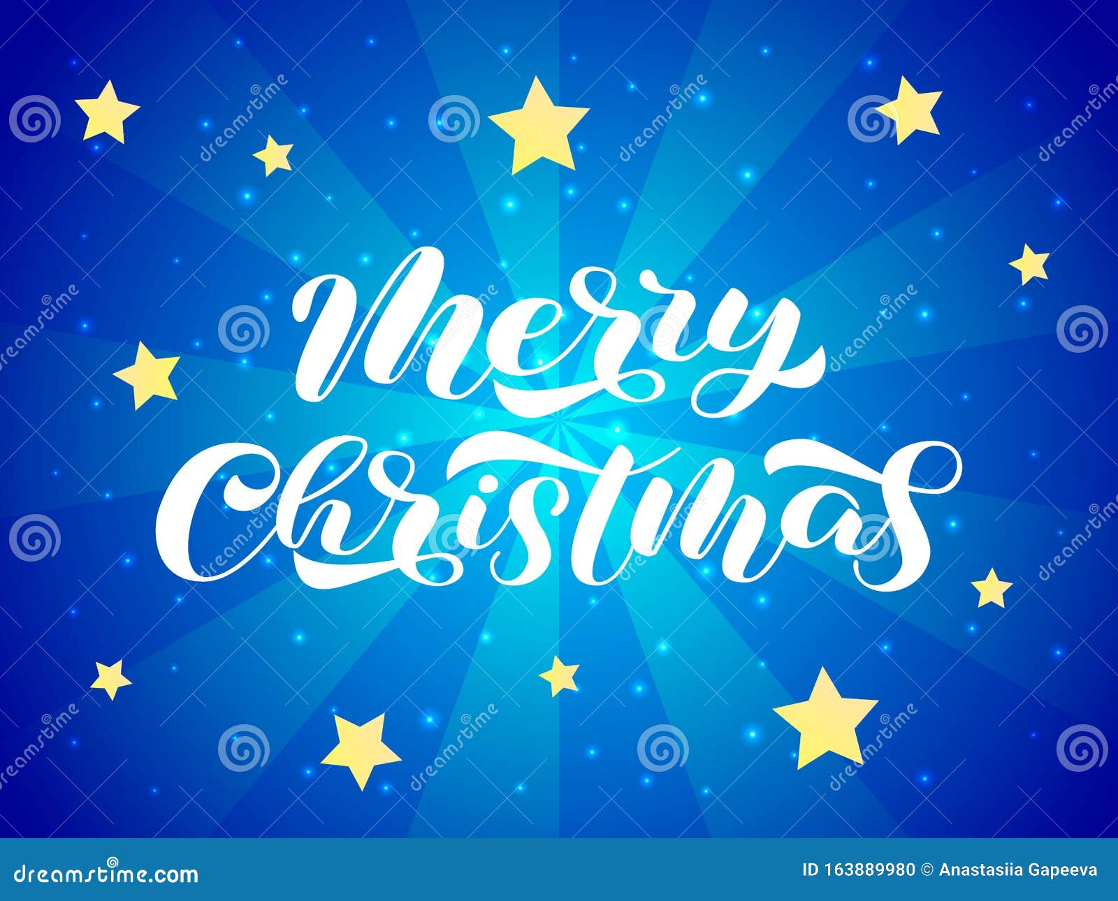 Merry Christmas Brush Lettering Vector Illustration For Poster Stock