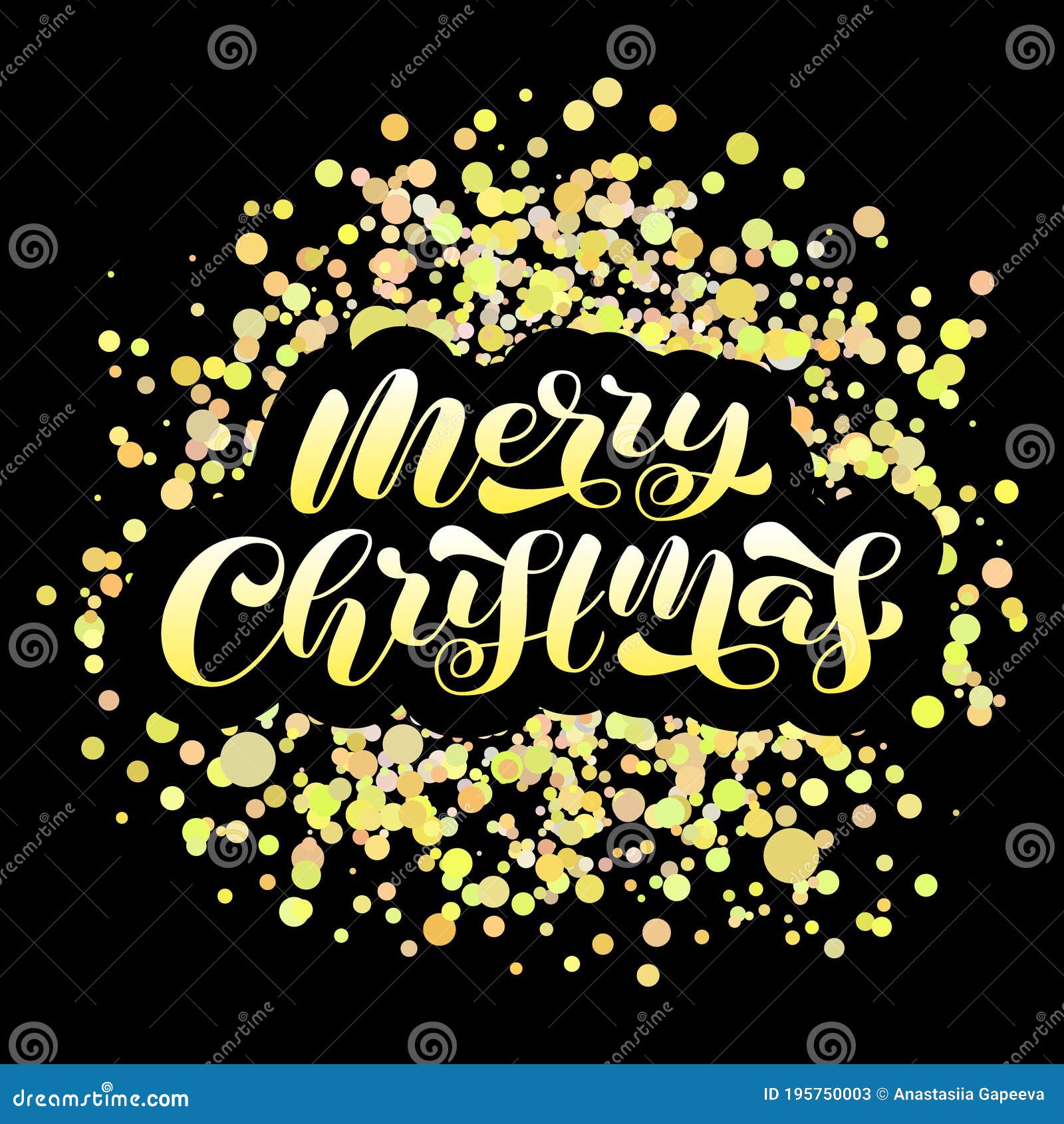 Merry Christmas Brush Lettering Vector Stock Illustration For Poster