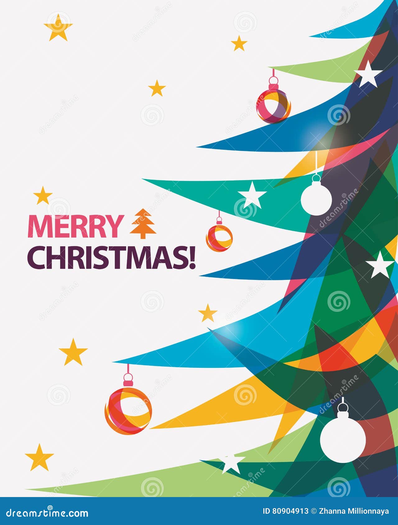 Merry Christmas Card Vector Illustration Stock Vector - Illustration of ...