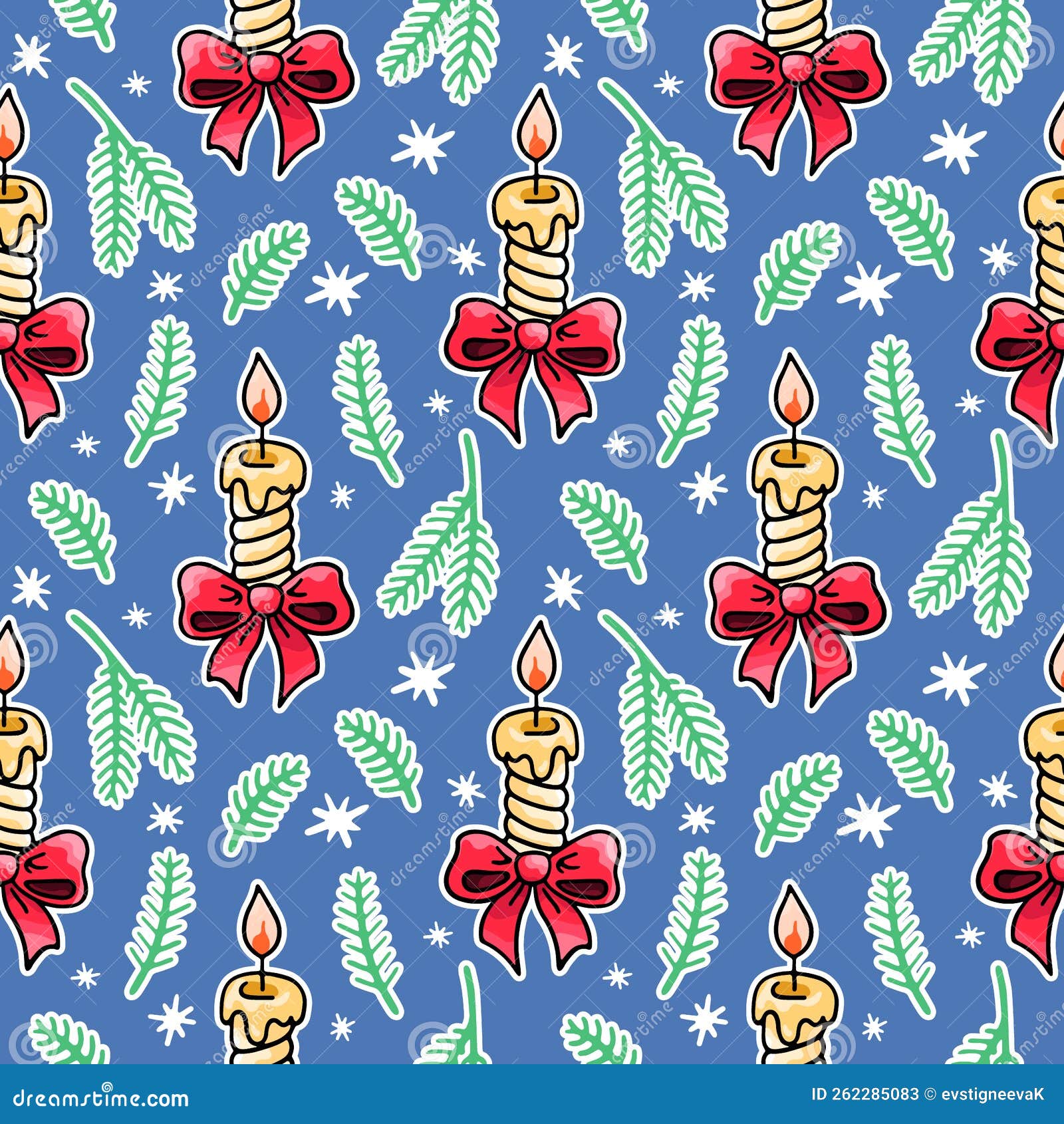 Merry Christmas, Cartoon Christmas Pattern, Vector Seamless Pattern in ...