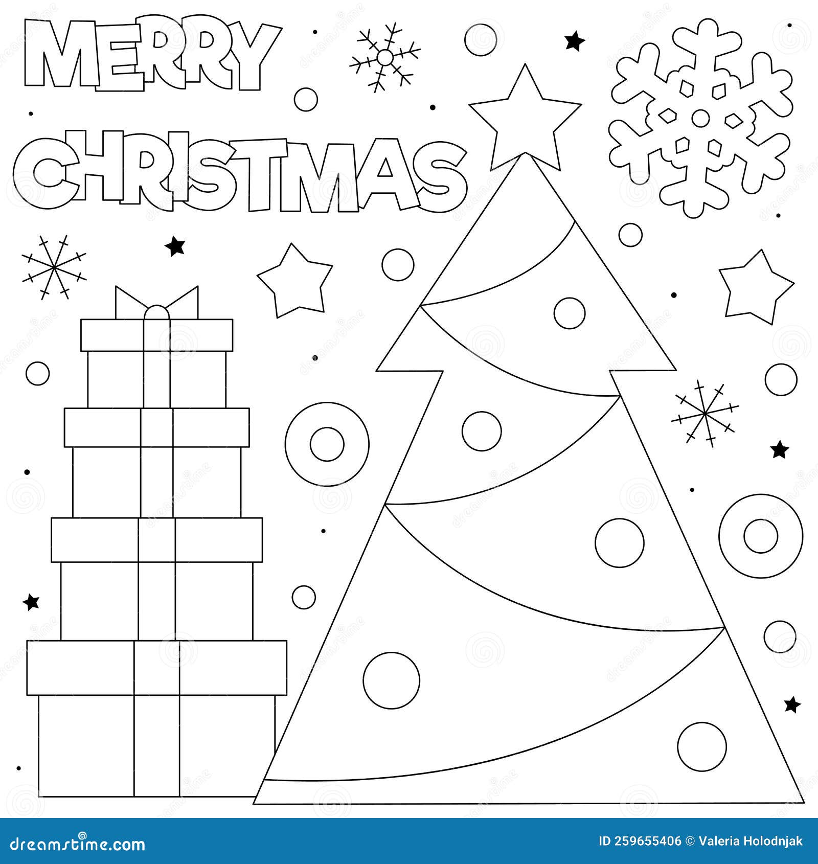 Merry Christmas. Coloring Page. Black and White Vector Illustration ... Merry Christmas. Coloring Page. Black and White Vector Illustration ...