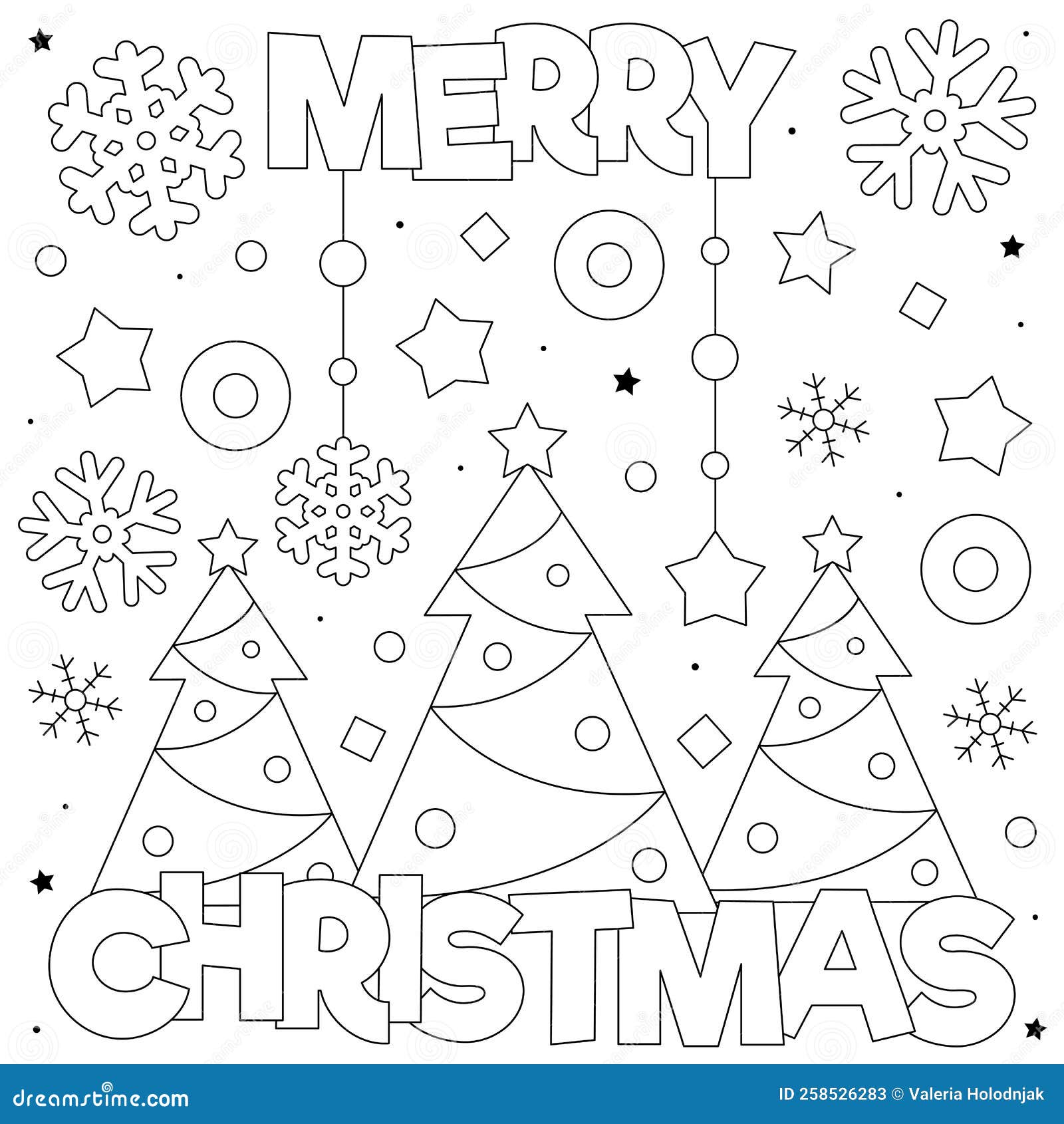 Merry Christmas. Coloring Page. Black and White Vector Illustration ... Merry Christmas. Coloring Page. Black and White Vector Illustration ...