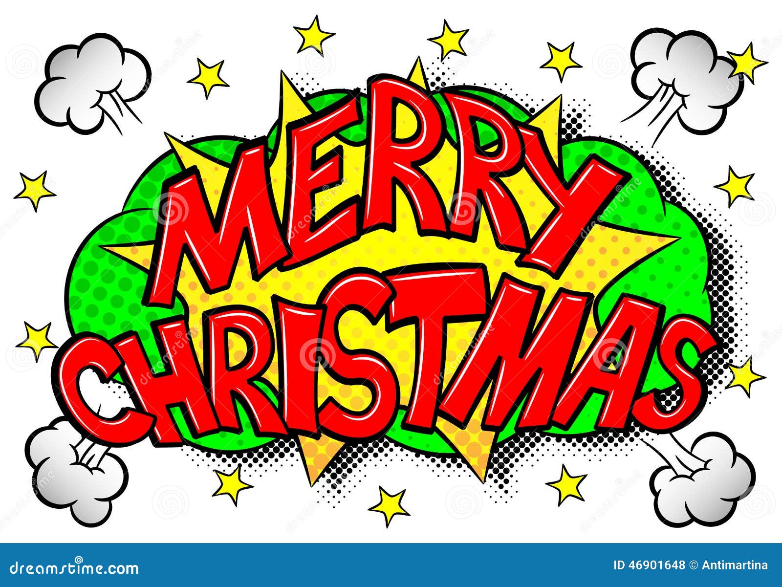 Merry Christmas Comic Speech Bubble Stock Vector - Illustration of ...