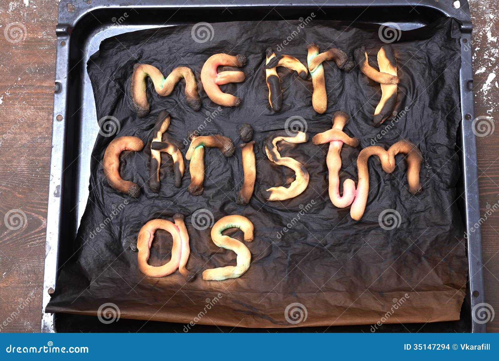 Merry Christmas Cookies in Pan Stock Photo - Image of season, icing ...