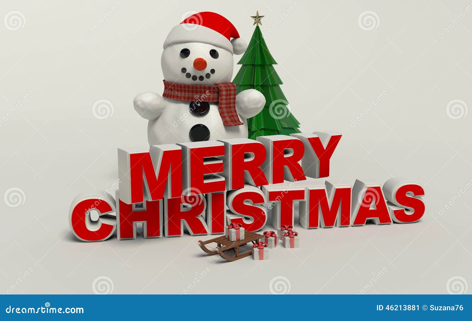 Merry Christmas 3d Text, Snowman,sled,and Gift High Resolution Stock ... Merry Christmas 3d Text, Snowman,sled,and Gift High Resolution Stock ...