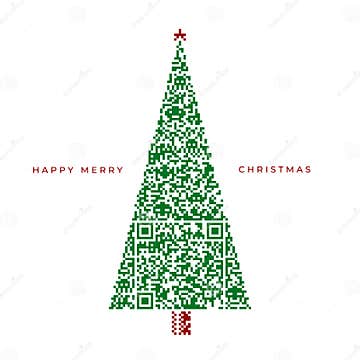 Merry Christmas Design with Christmas Tree Made from Scan QR Code ...