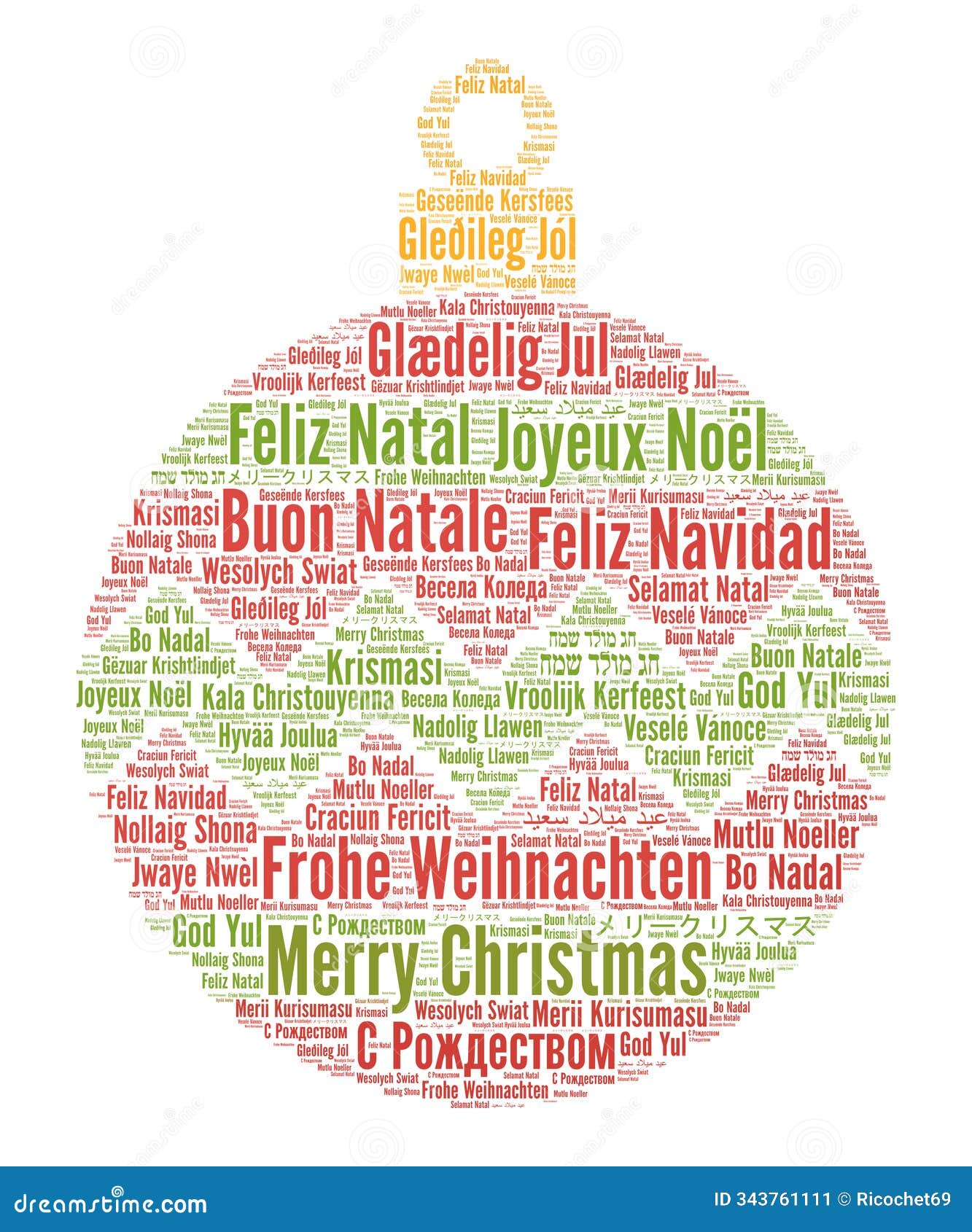 Merry Christmas in Different Languages Word Cloud Stock Illustration ...