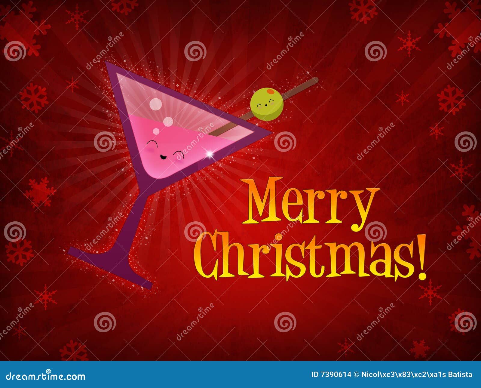 Merry Christmas drink stock illustration. Illustration of glass - 7390614