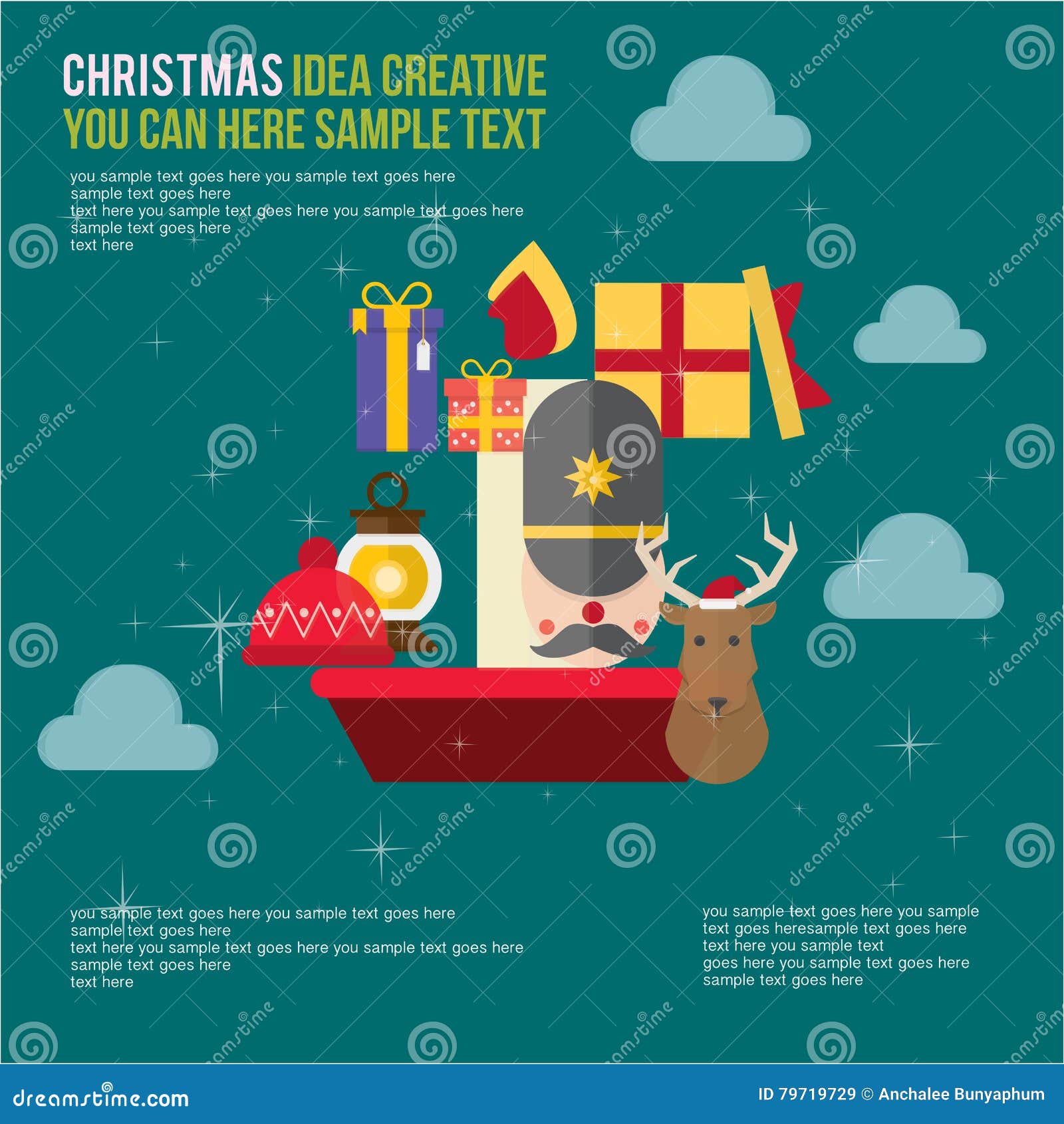 Merry Christmas Element Day Theme Set Stock Illustration - Illustration ...