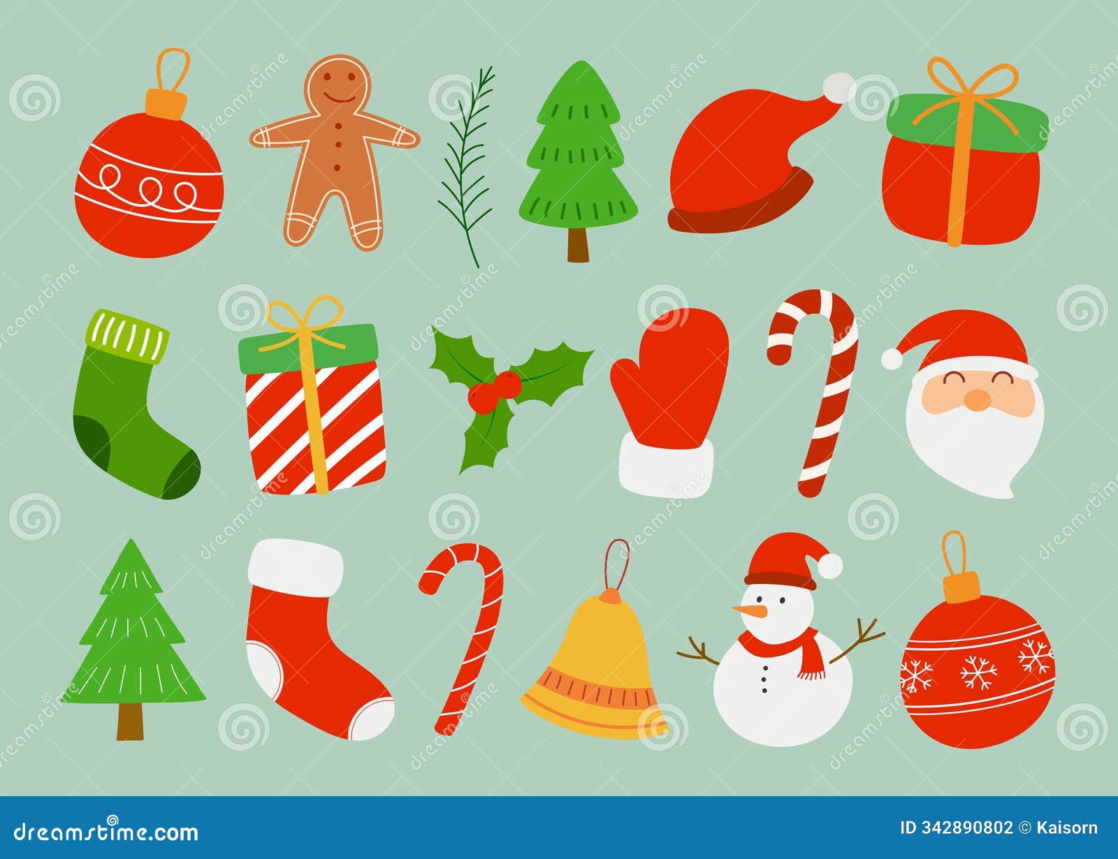 Merry Christmas Elements Items and Decoration Symbol Stock Vector ...