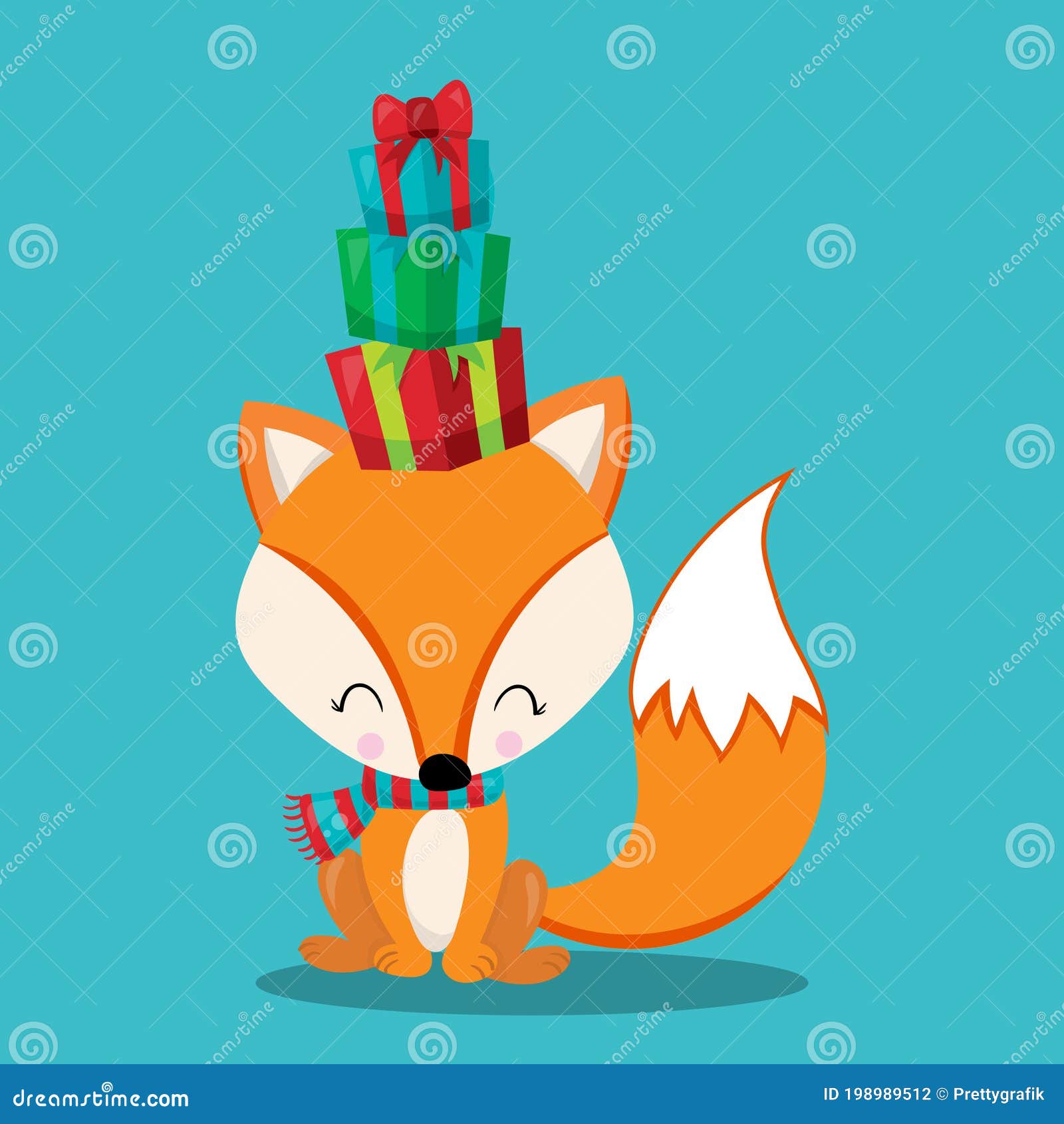 Merry christmas fox 05 stock vector. Illustration of vector - 198989512